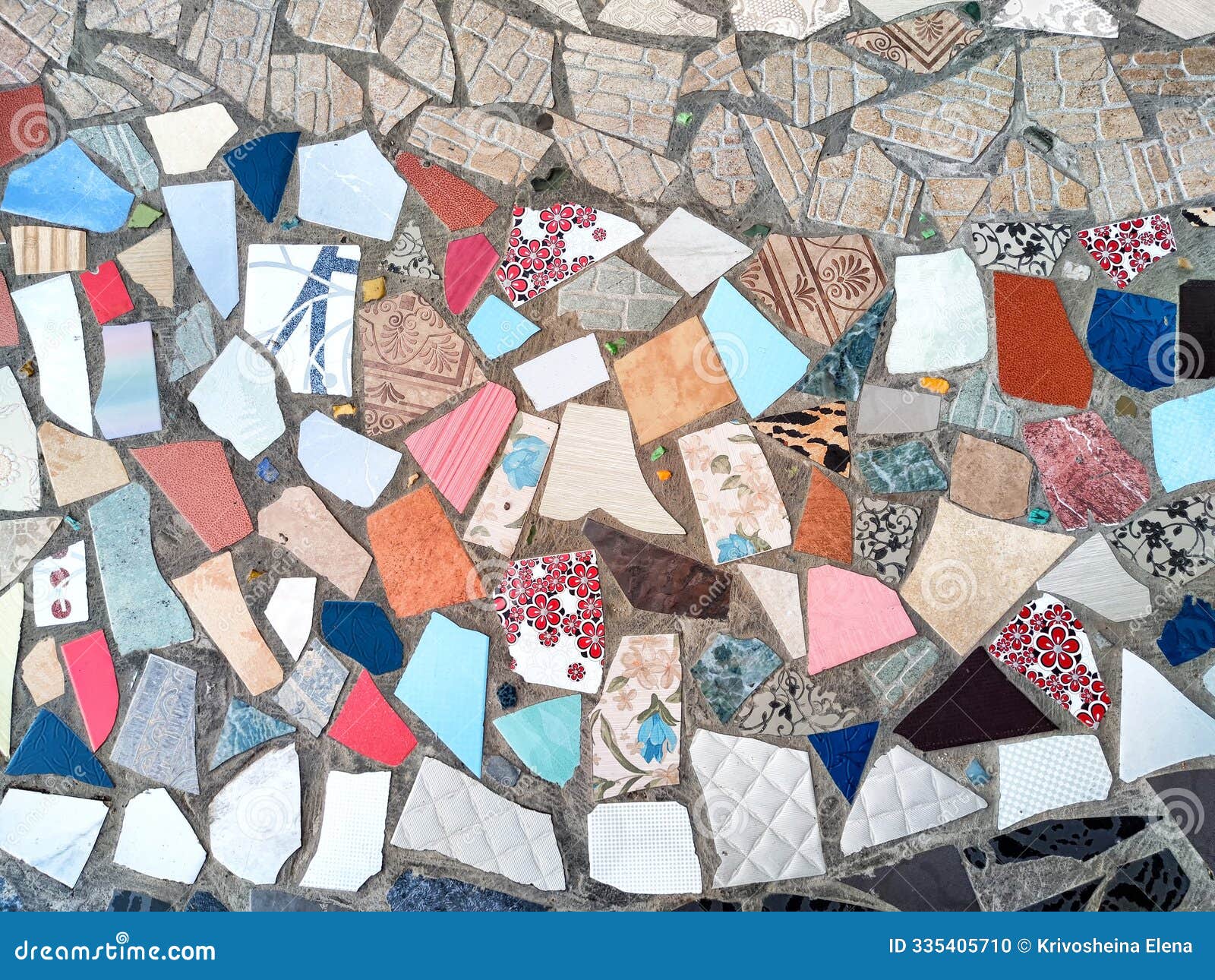 A Decorative Mosaic Made of Diverse Tile Pieces Featuring an Array of ...