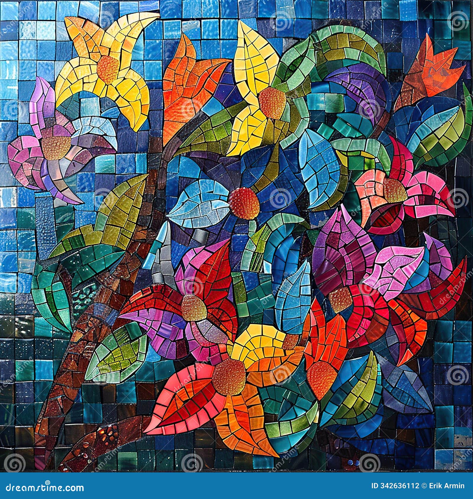 Decorative Mosaic Tile Art with Bright, Bold Colors Stock Photo - Image ...