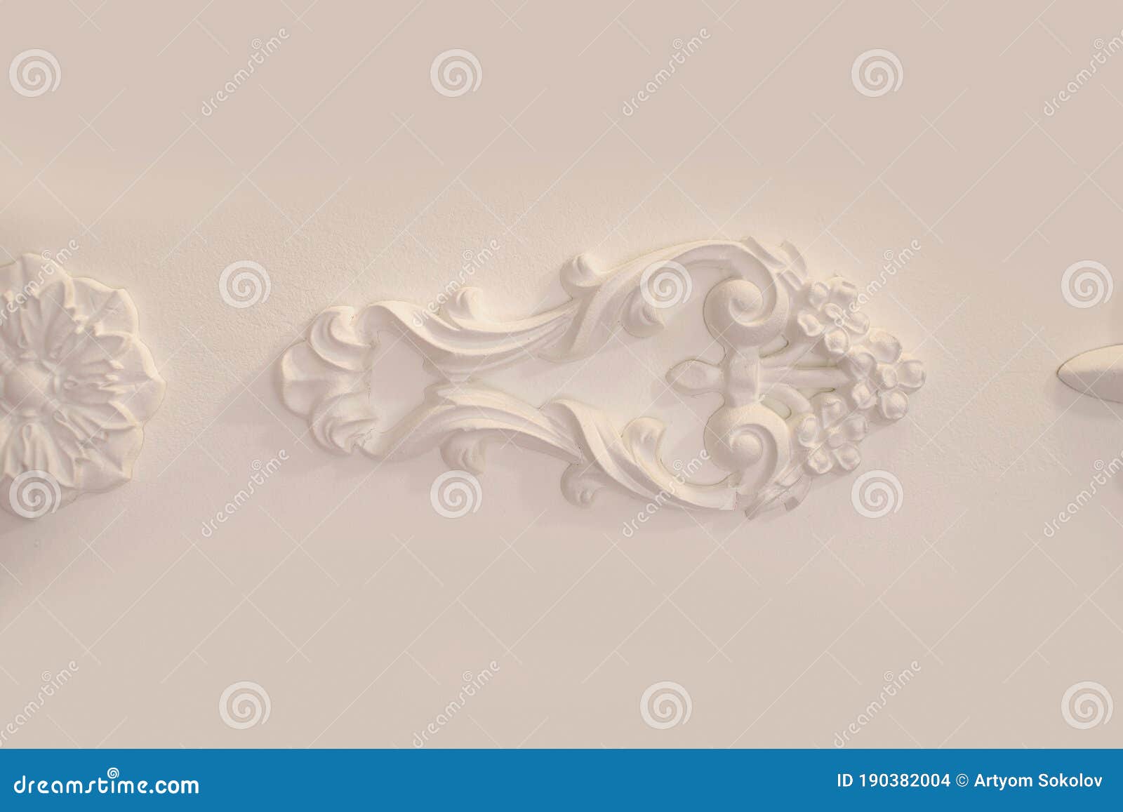 Decorative Moulding on a White Wall, Horizontal Photo, Place for Text ...