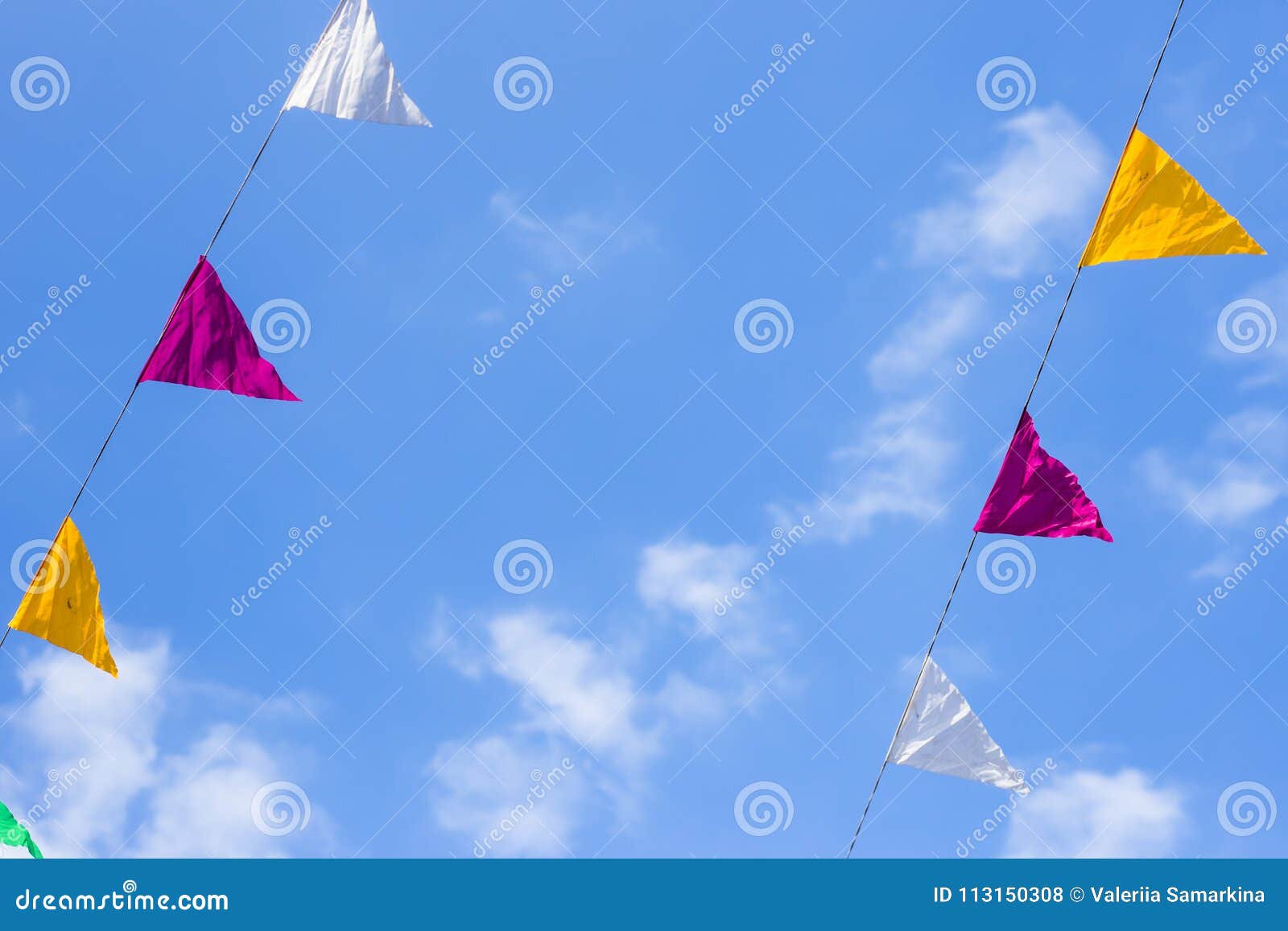 Decorative Multi-colored Flags Stock Photo - Image of garland, event ...
