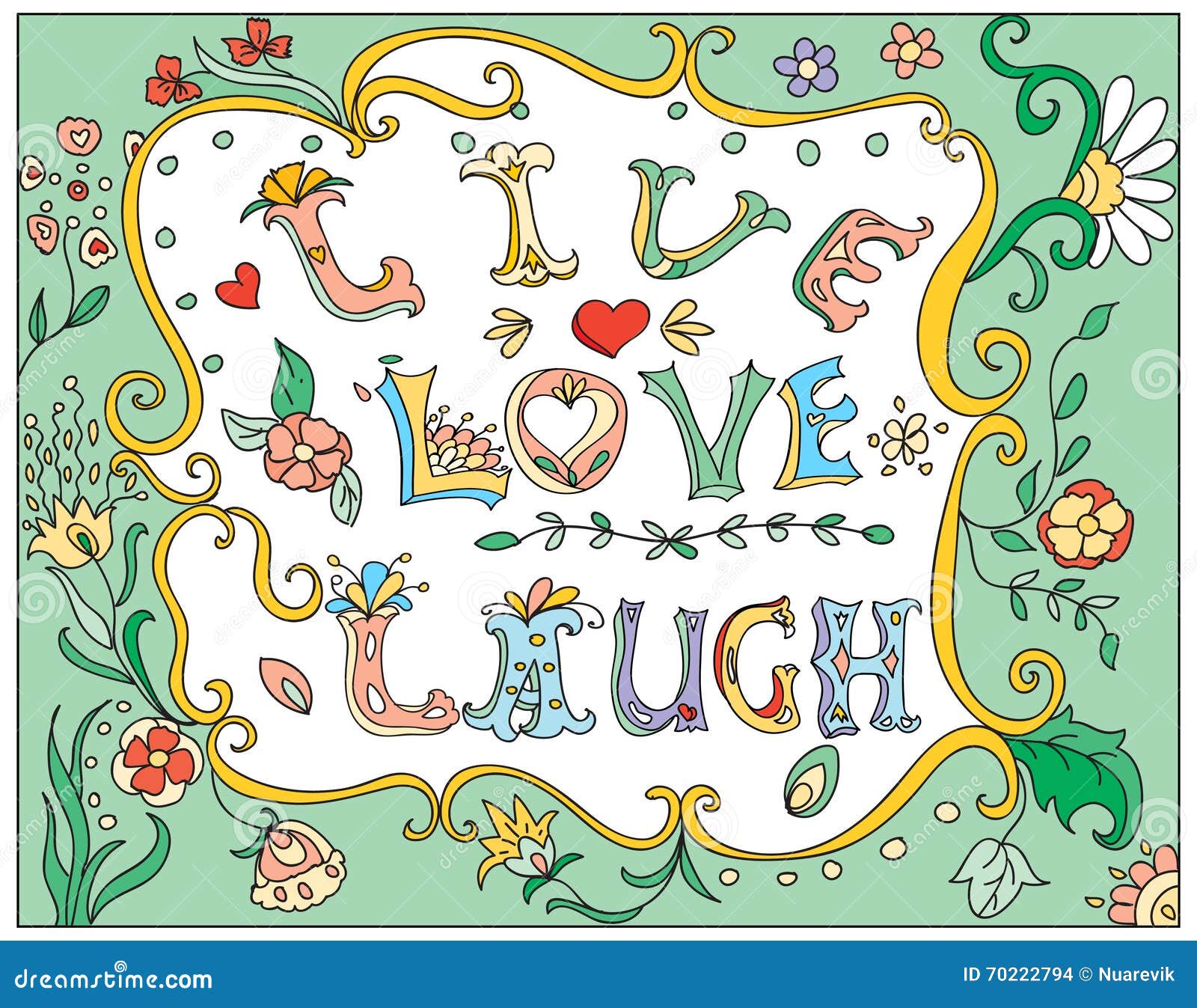 Decorative Multicolor Poster Live Love Laugh Stock Illustration ...