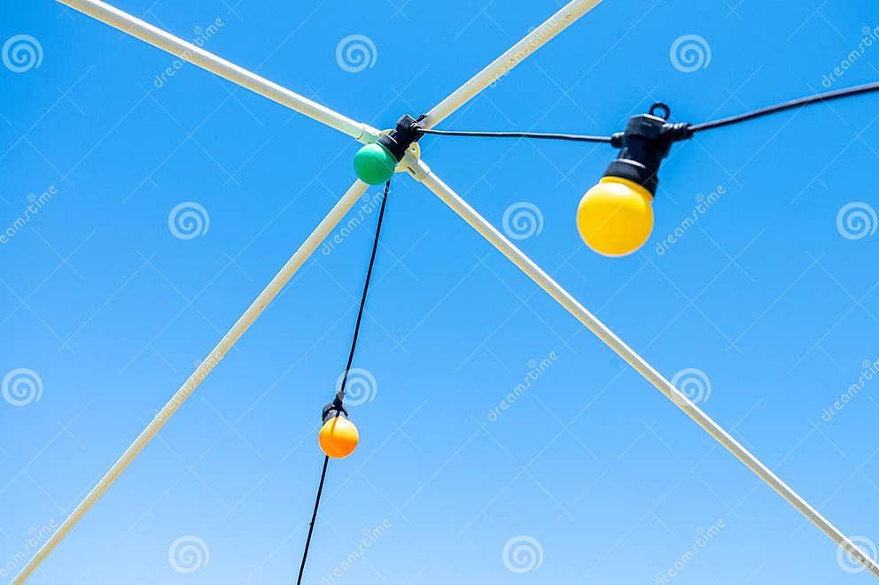 Decorative Colored Bulbs with Blue Sky in the Background Stock Image ...