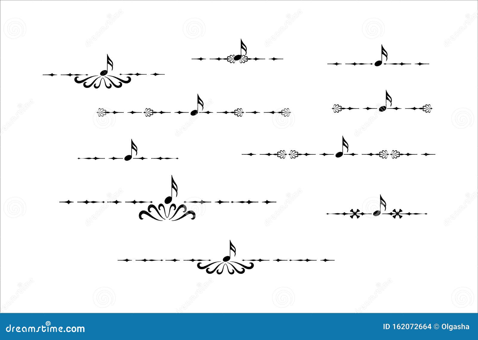 Decorative Music Design Elements Vector With Treble Clefs, Notes, Clef ...