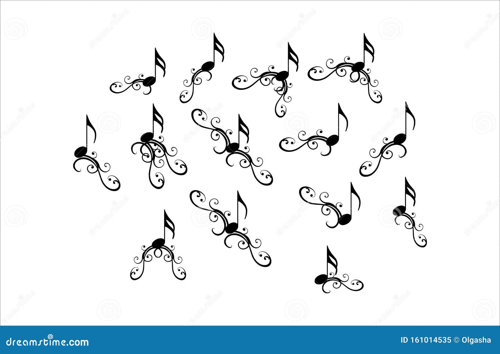 Decorative music notes stock vector. Illustration of coloring - 161014535