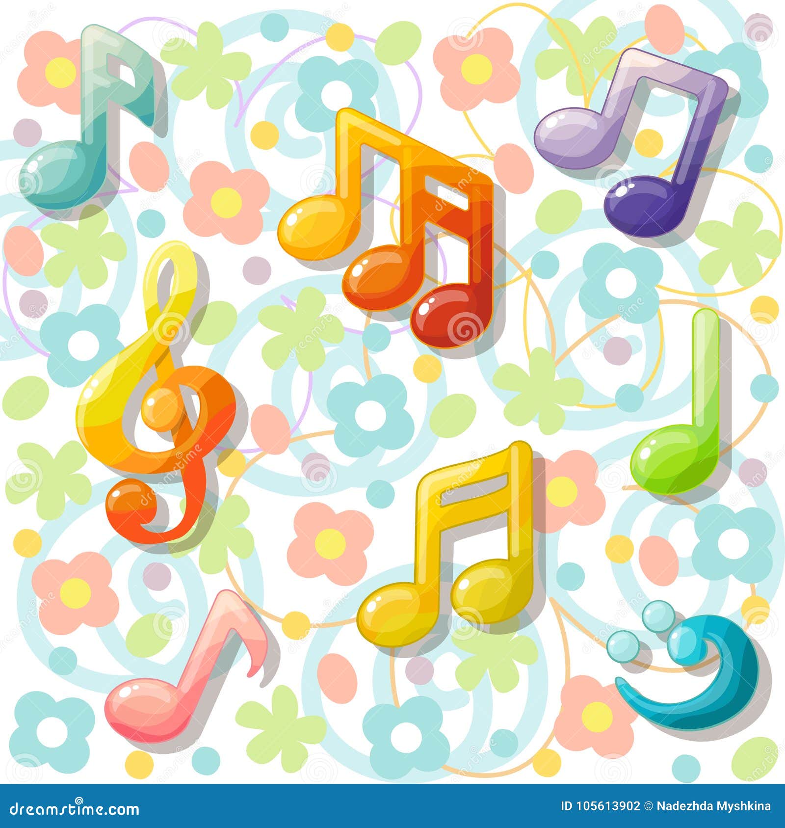 Decorative Musical Cartoon Notes and Symbols Stock Vector ...