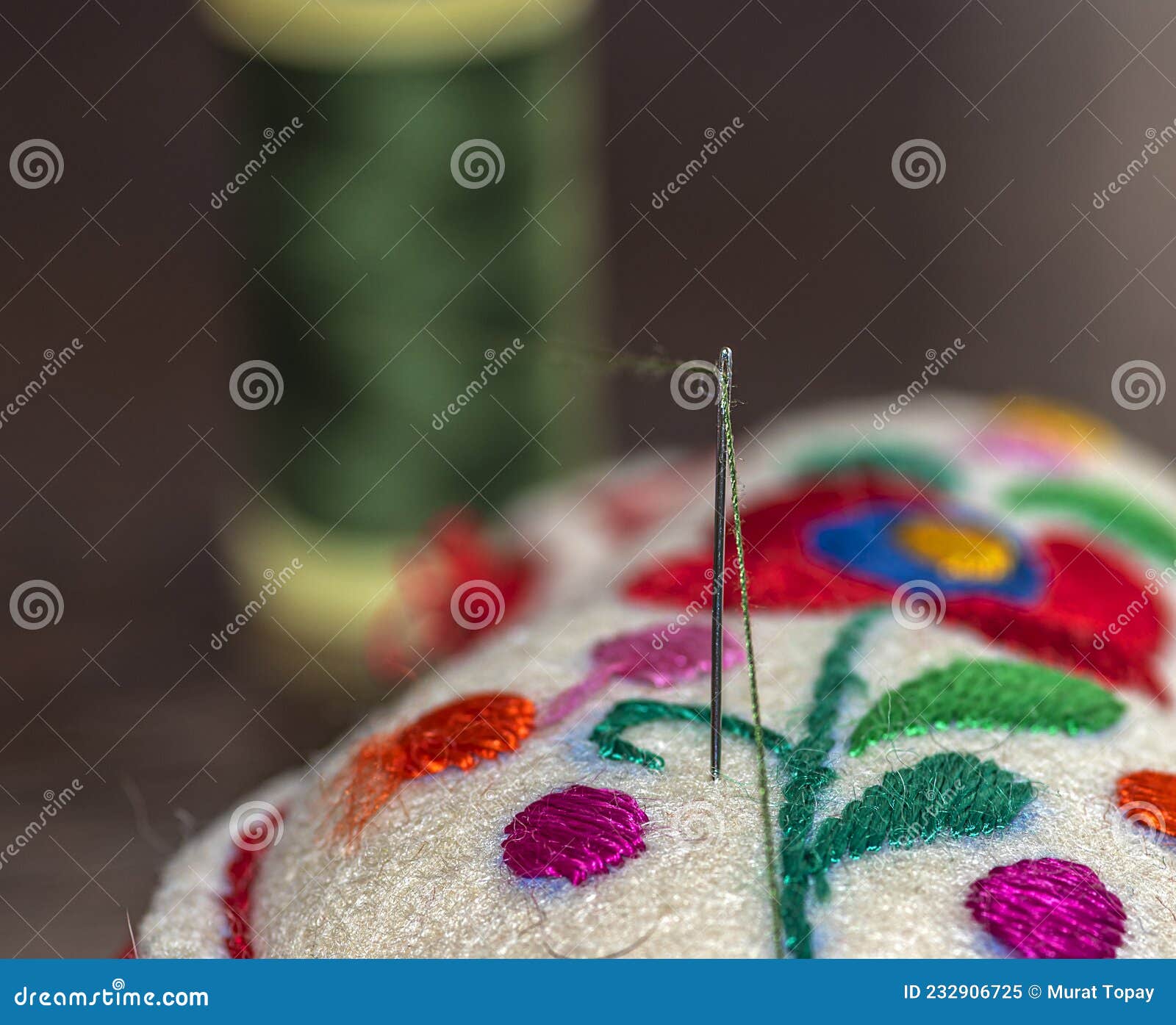 Decorative Needlepoint with Patterns Made of Felt and Threaded Sewing ...