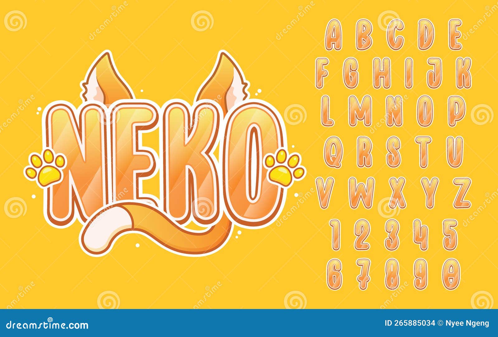 Decorative Neko Font and Alphabet Vector Design Stock Vector ...