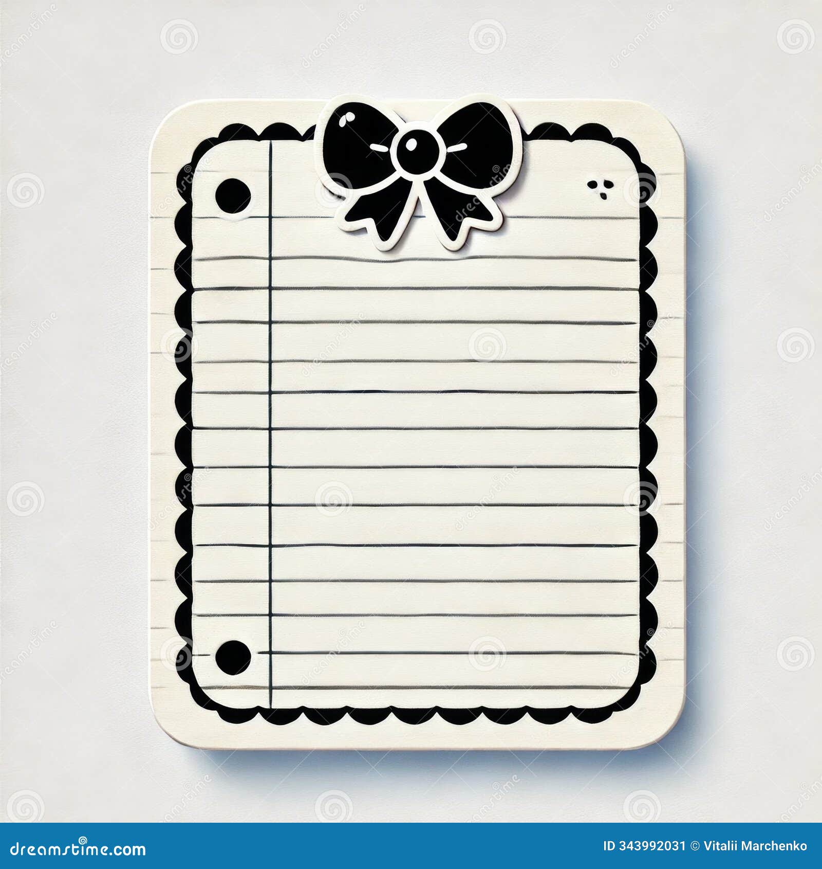 Decorative Notepad Design with Elegant Bow and Scalloped Edges Stock ...