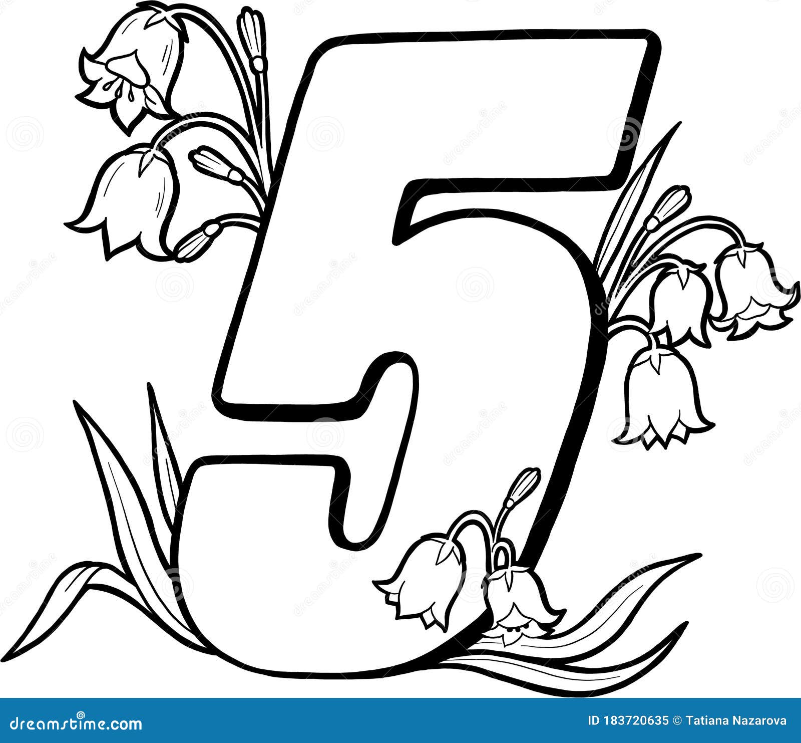 Decorative Number 5 For Coloring. Coloring Book Page, Element Of ...