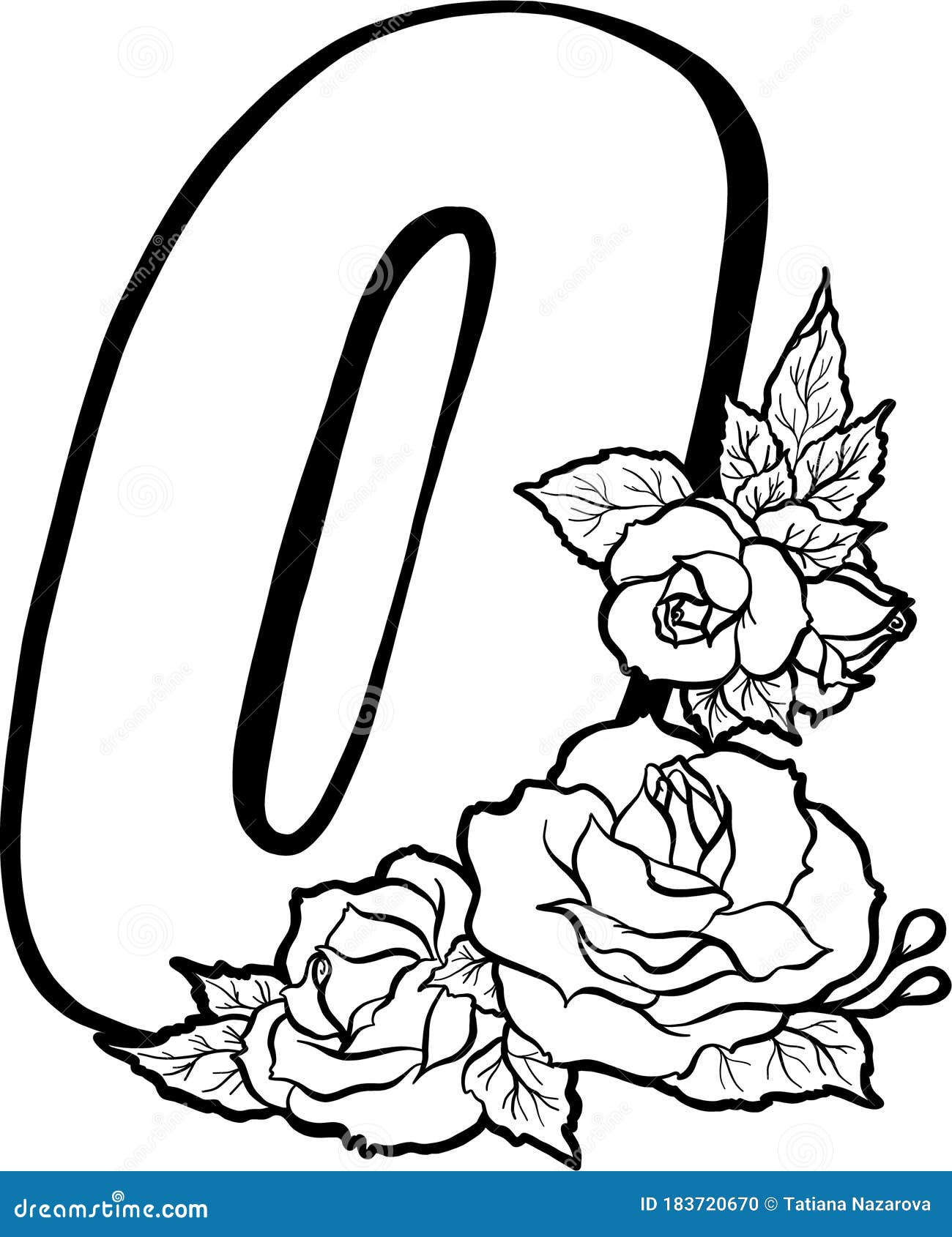 Decorative Number 0 for Coloring. Coloring Book Page Element of ...