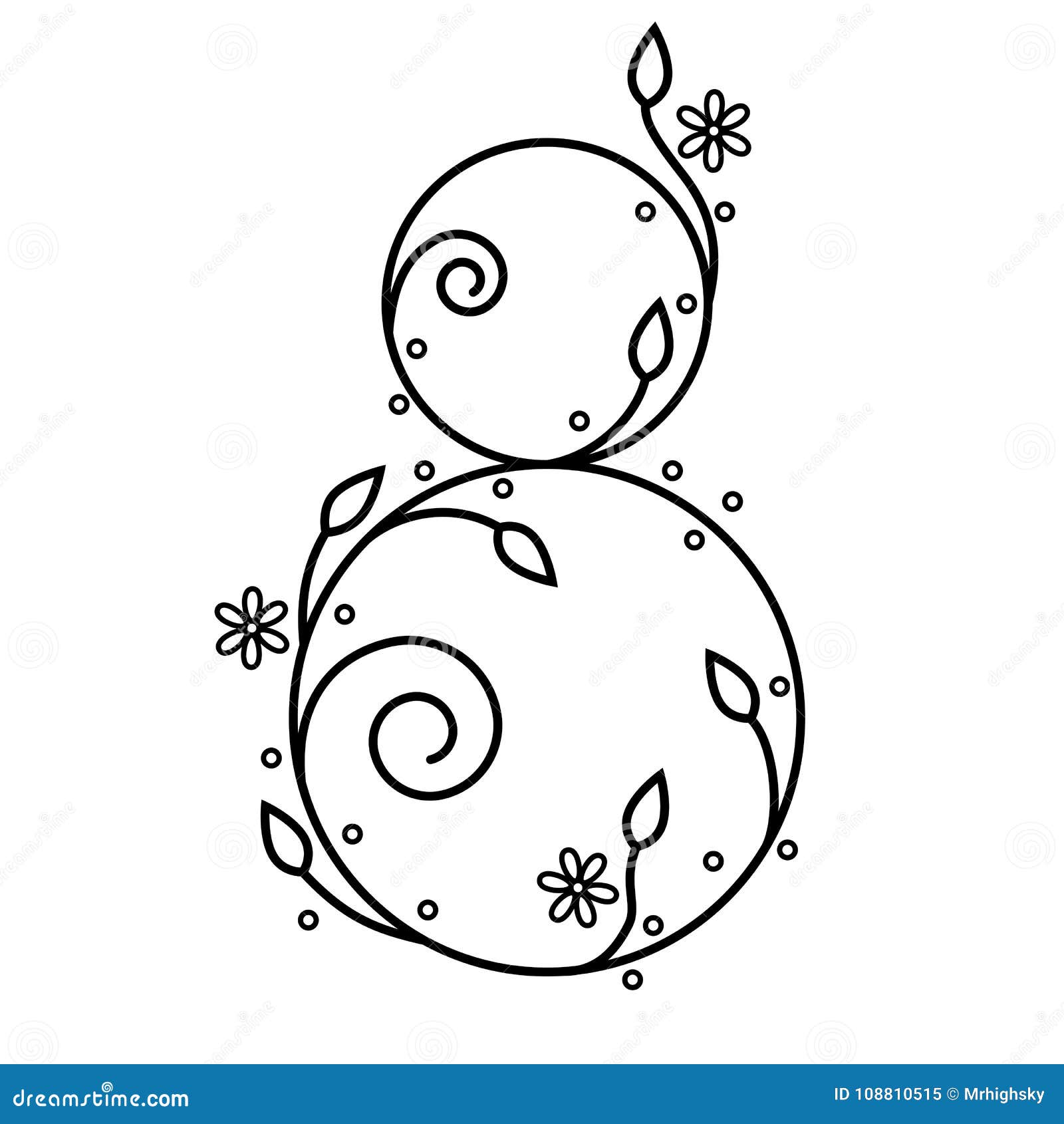Decorative Number Eight with Floral Elements Stock Vector ...