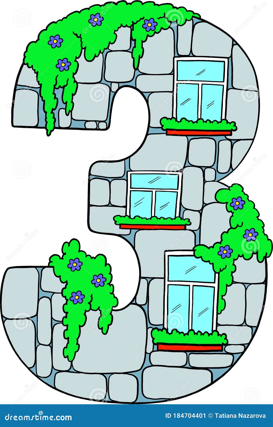 Decorative Number for Learning and Development. Number 3 is a Fun ...