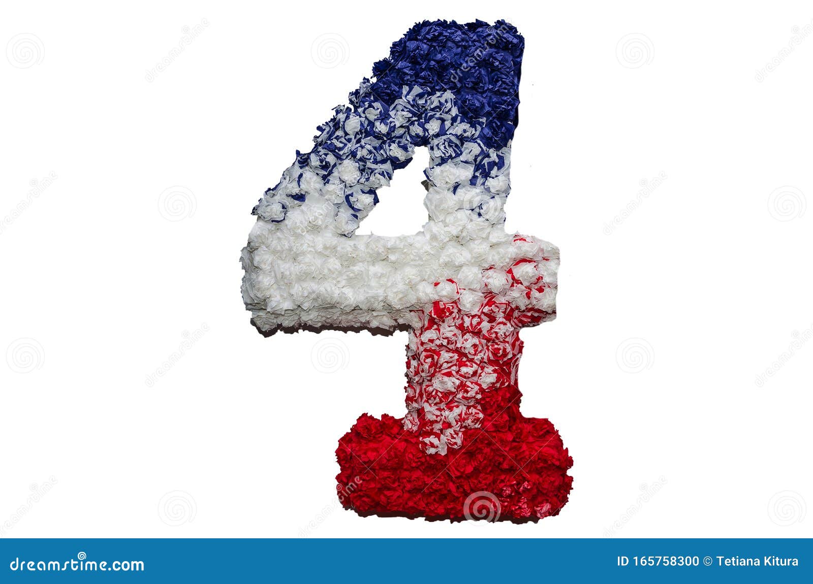 Decorative Number 4 Made of Colored Paper Isolated on White Background ...