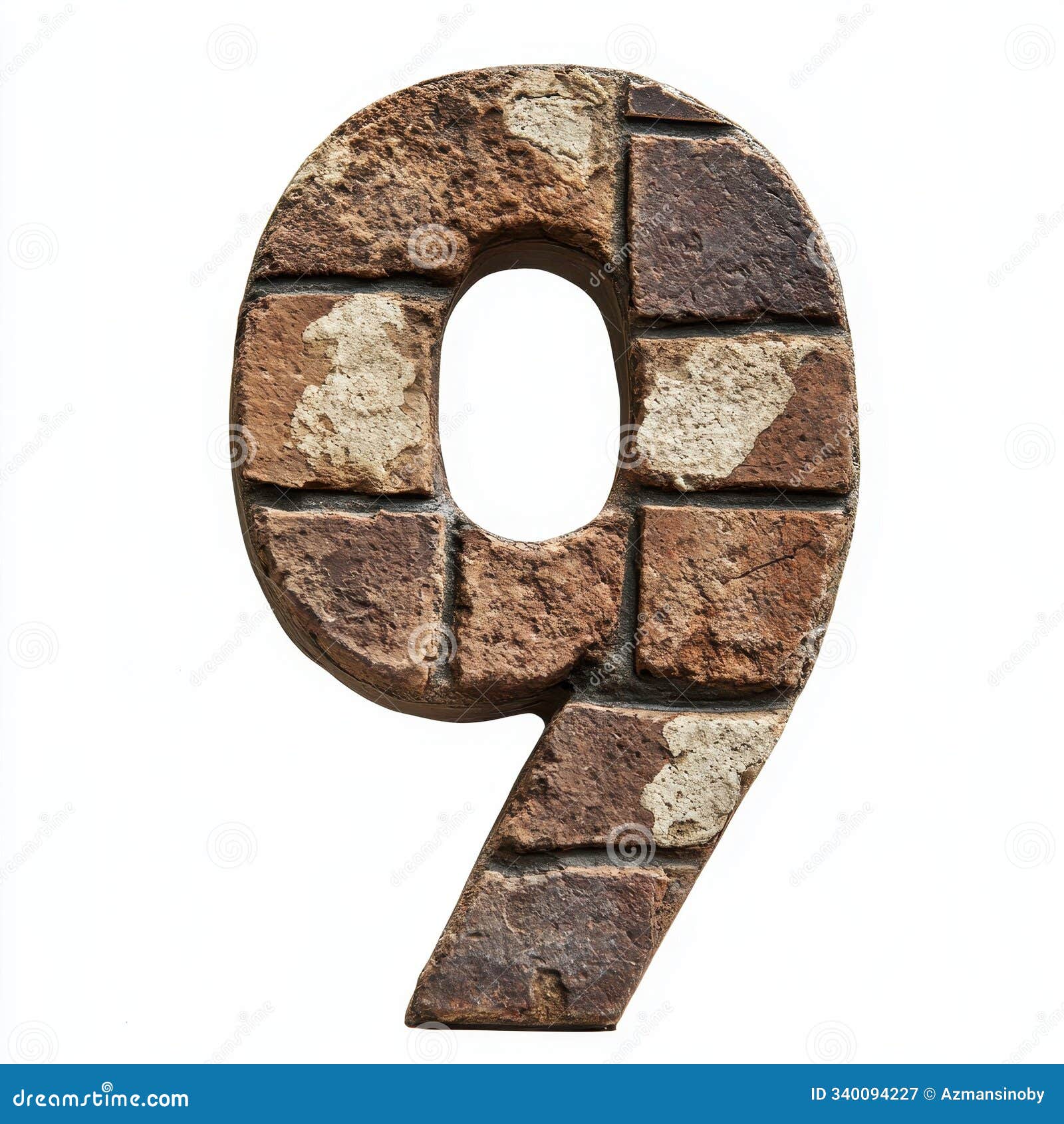 A Decorative Number Nine Made of Textured Stone Bricks, Designed for ...