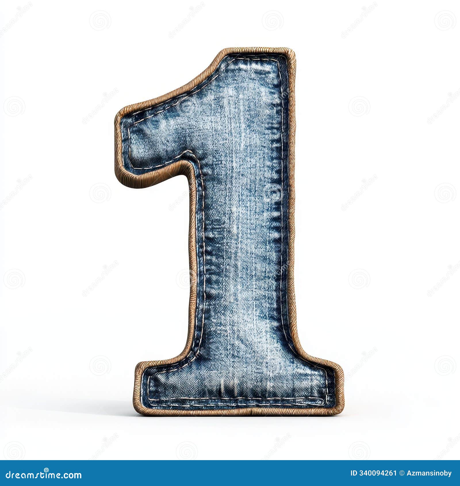 A Decorative Number One Made of Denim with a Rustic Outline, Suitable ...