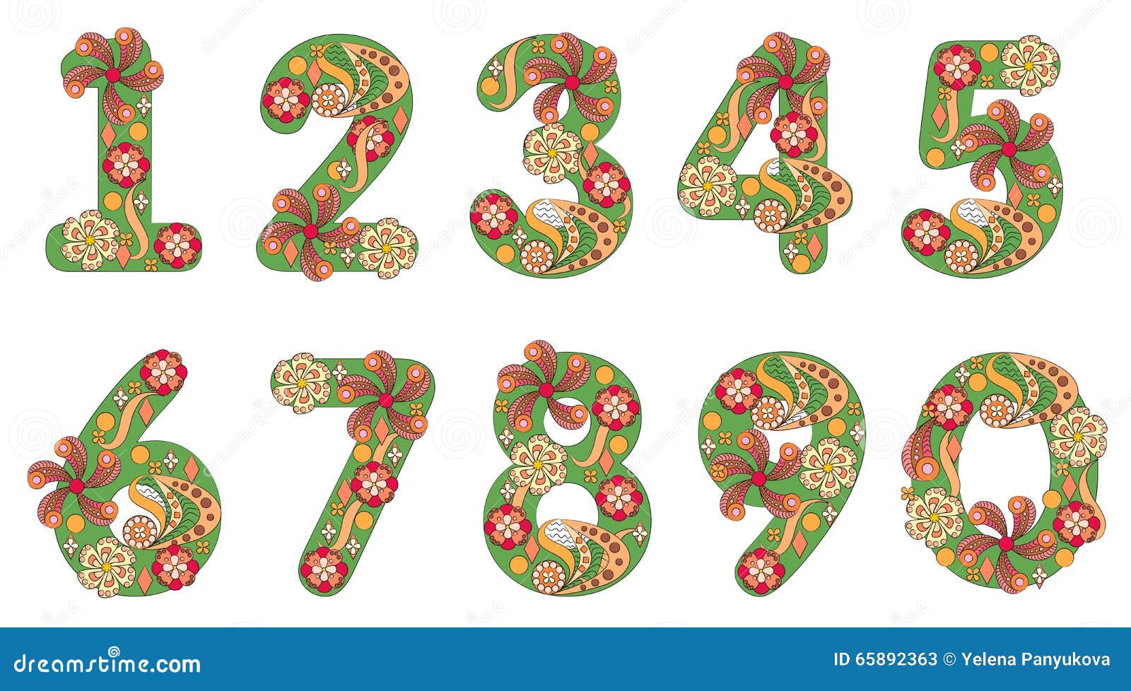 Decorative numbers stock vector. Illustration of grammar - 65892363