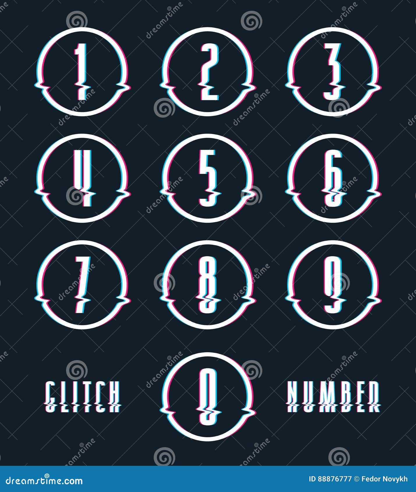 Decorative Numbers with Glitch Distortion Effect Stock Vector ...