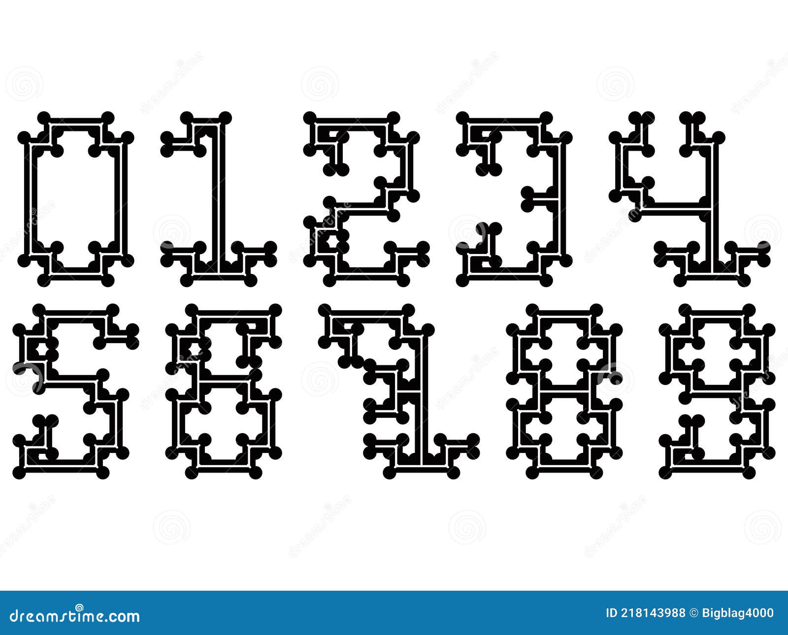 Decorative Numbers Isolated On White Background.Vector Numerals. Stock ...