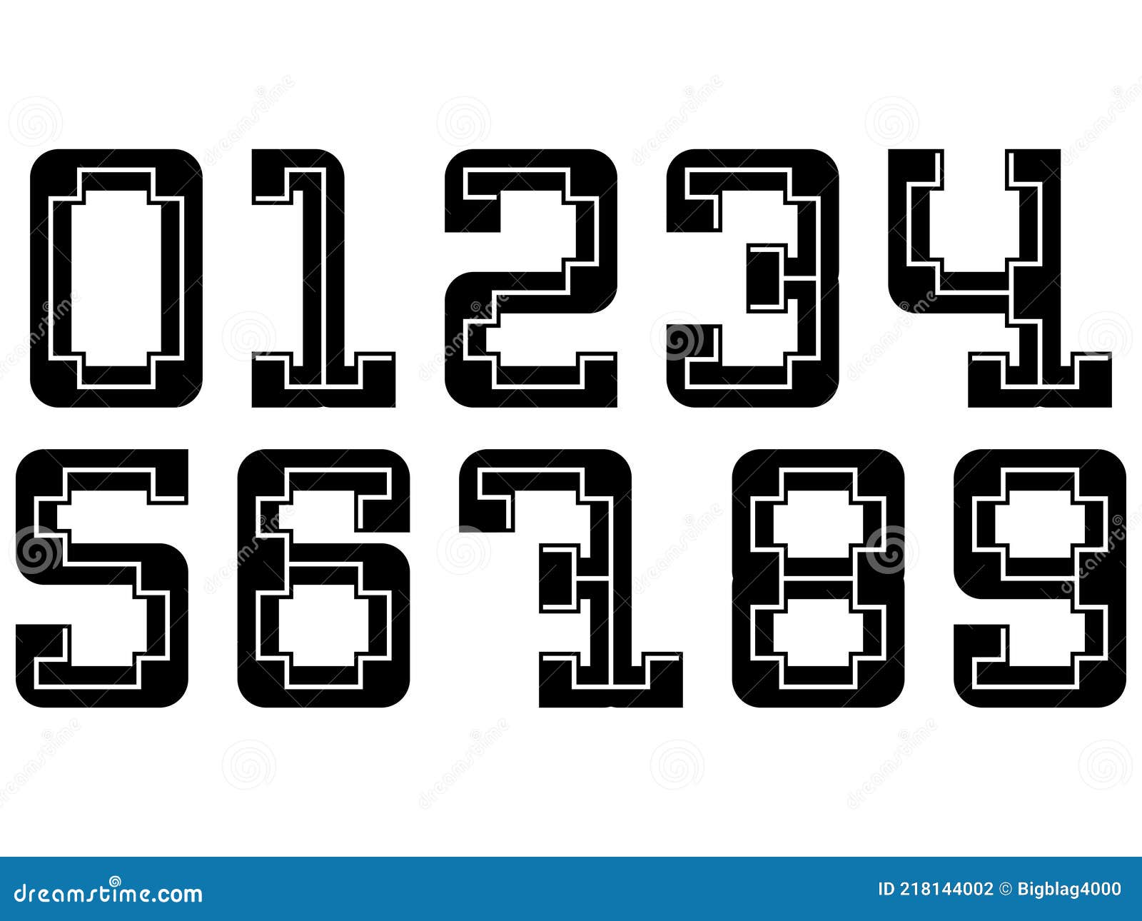 Decorative Numbers Isolated On White Background.Vector Numerals. Stock ...