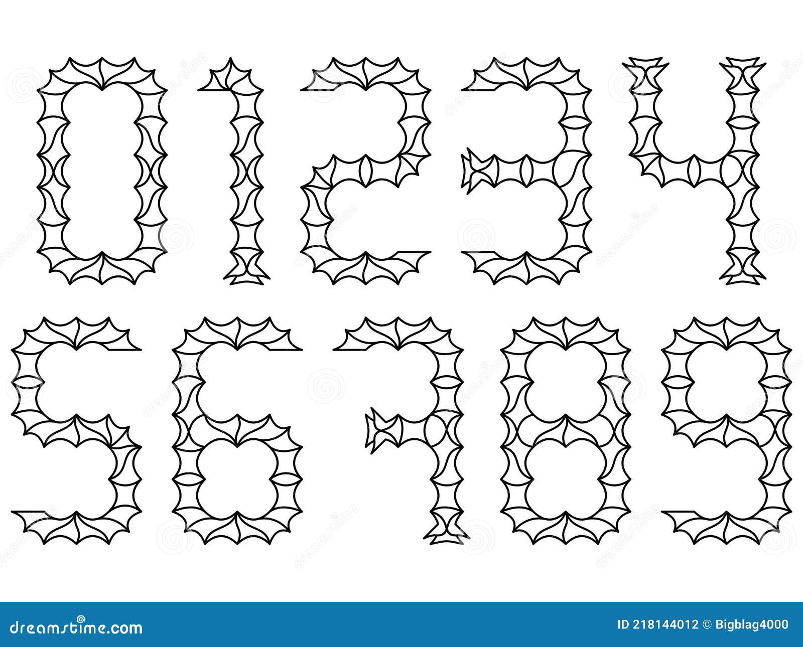 Decorative Numbers Isolated On White Background.Vector Numerals. Stock ...