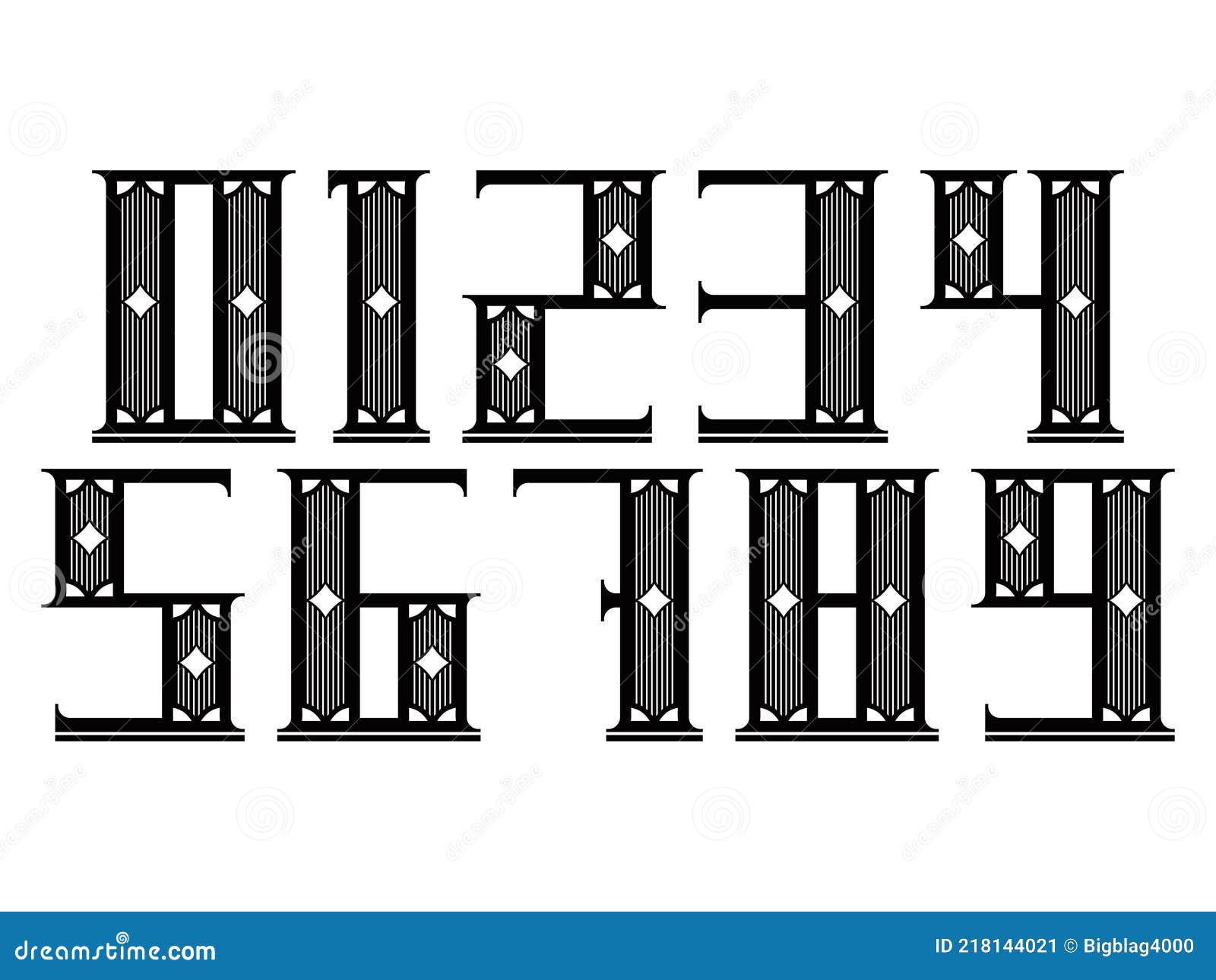 Decorative Numbers Isolated On White Background.Vector Numerals. Stock ...