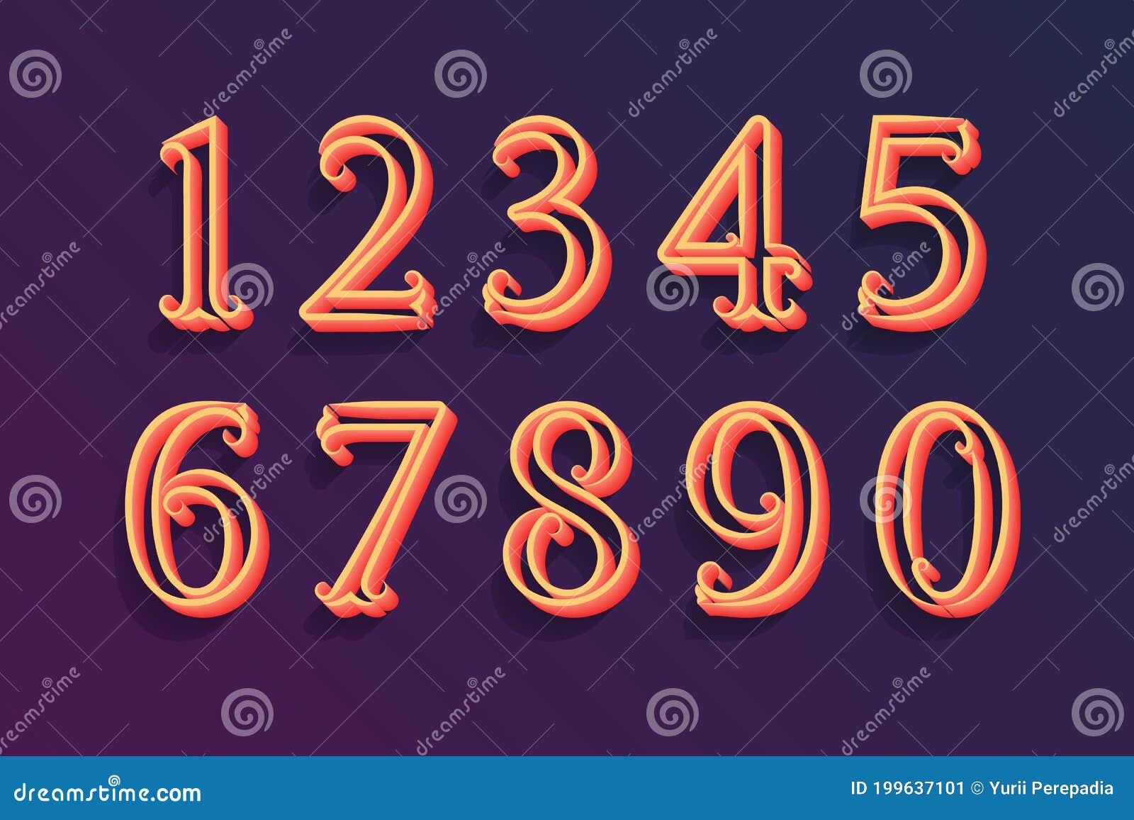 Decorative Numbers. 1, 2, 3, 4, 5. Vector Royalty-Free Cartoon ...