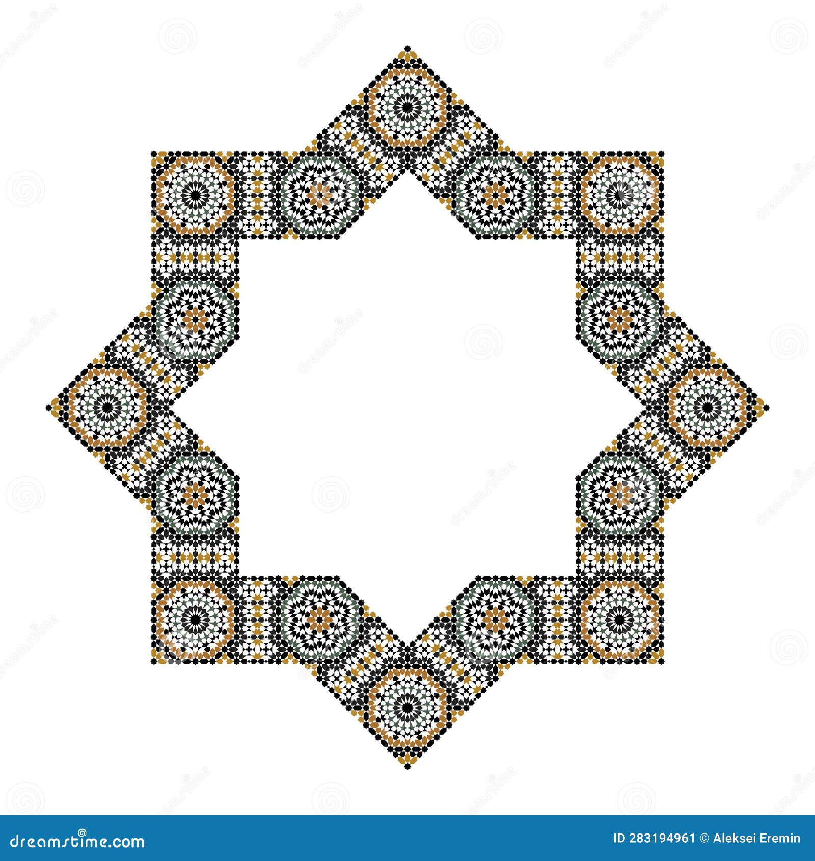 Decorative Octagonal Star with an Ornament in Arabic Style Stock Vector ...