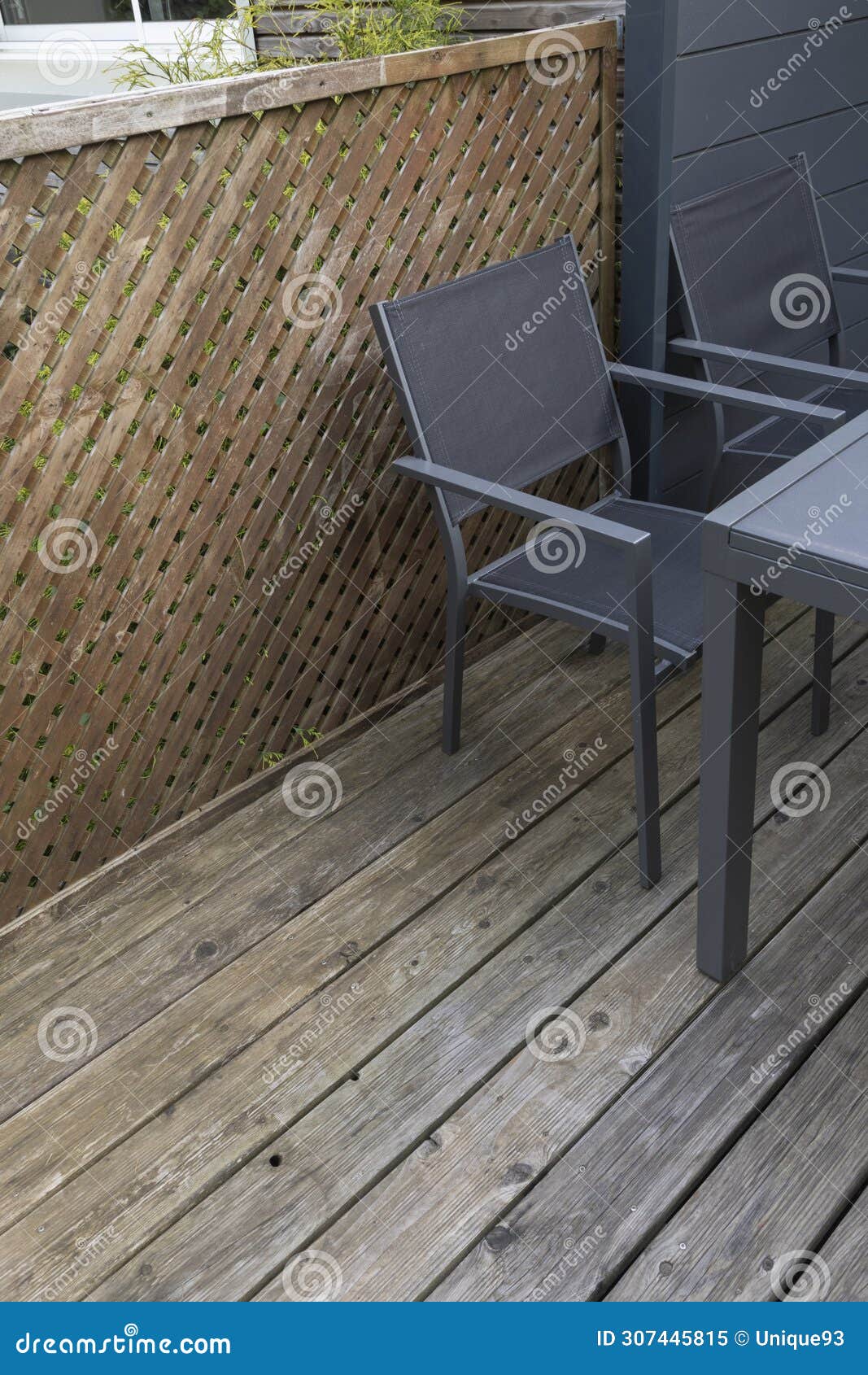 Openwork Wooden Cladding on the Edge of a Garden Terrace Stock Image ...