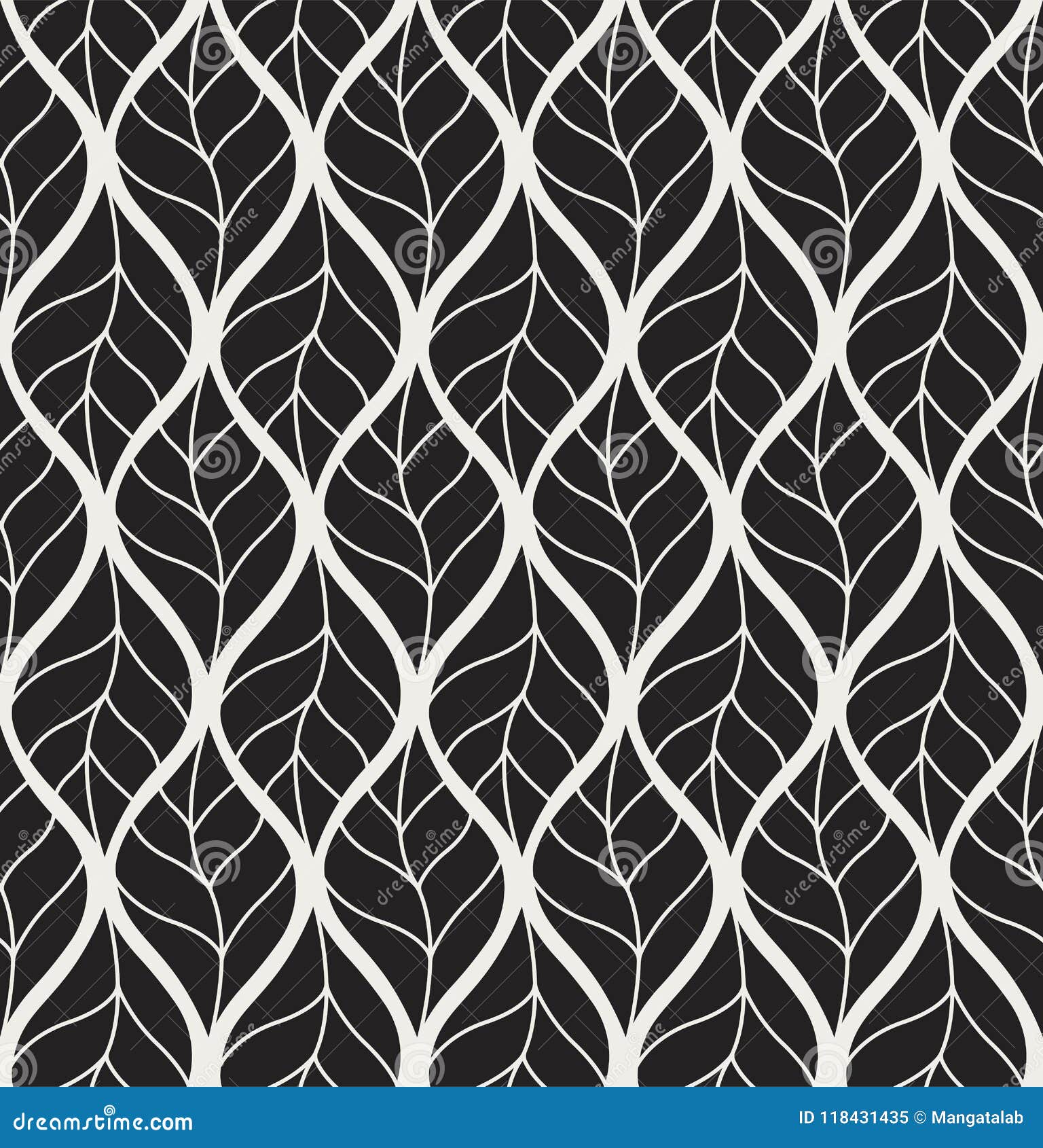 Geometric Leaf Vector Seamless Pattern. Floral Illustration Background ...