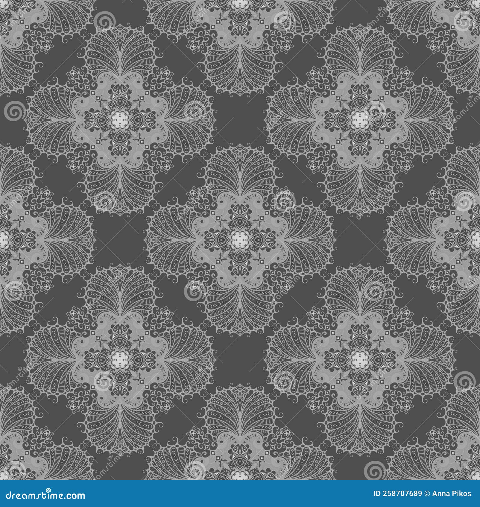 Decorative Ornament - Repeatable Pattern - Radial Diamond Tiles - Grey ...