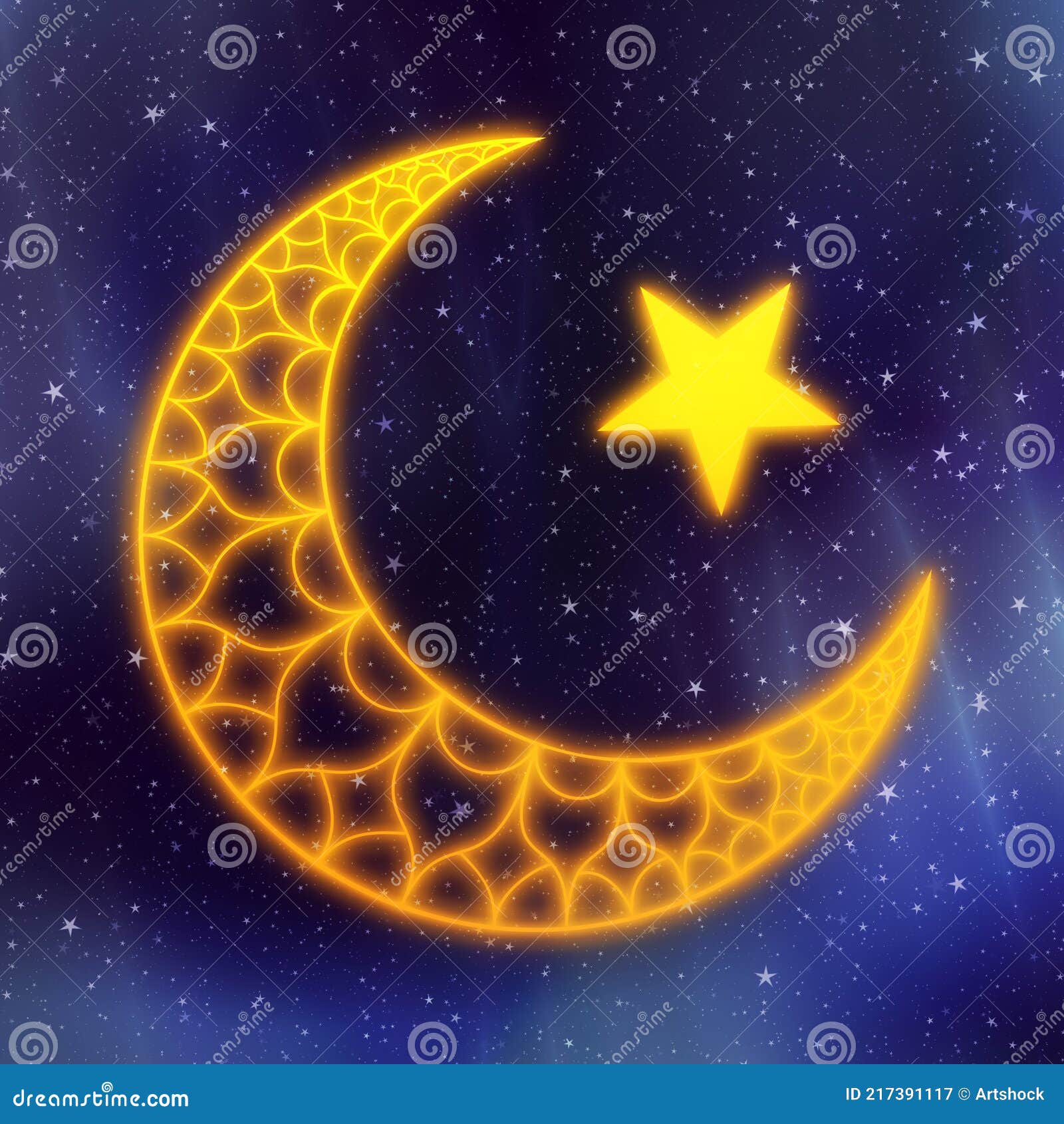Crescent moon with stars stock illustration. Illustration of heaven ...
