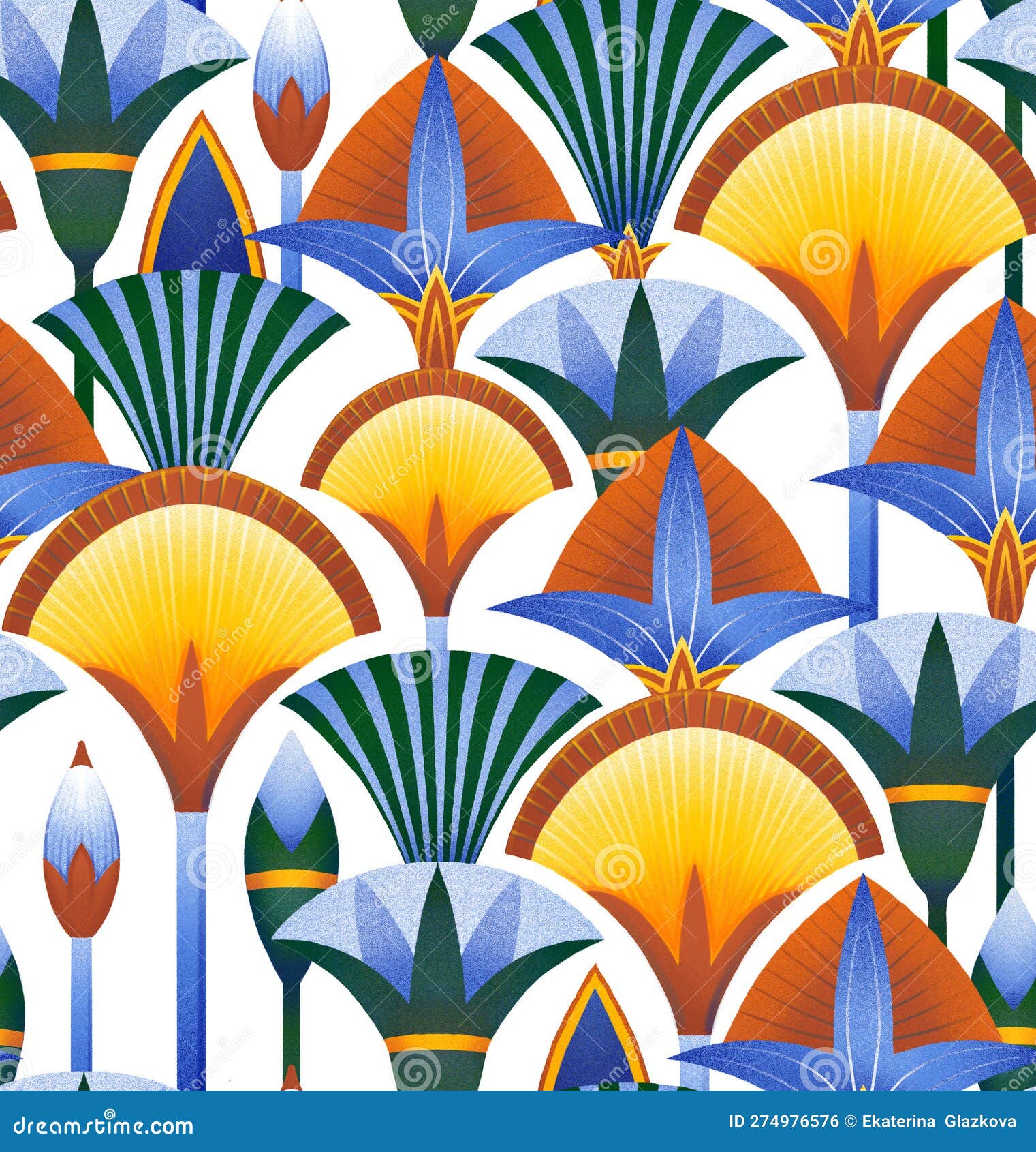 Decorative Ornamental Plants in the Style of Ancient Egypt. Stock ...