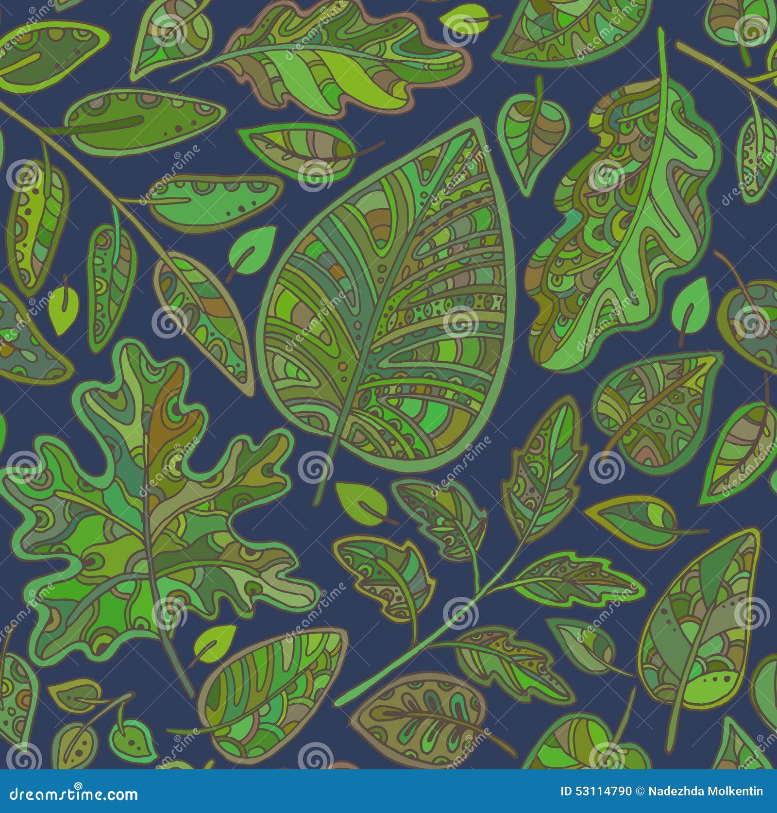 Decorative Ornamental Seamless Pattern with Leaves Stock Illustration ...