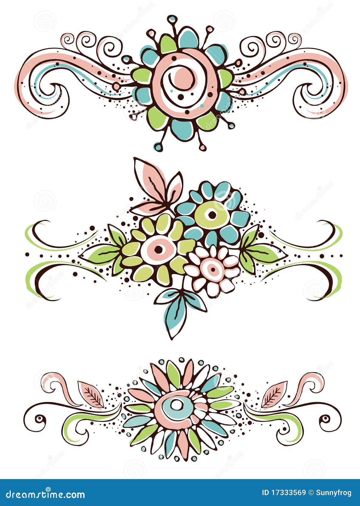 Decorative Ornaments with Hand Draw Flowers Stock Vector - Illustration ...