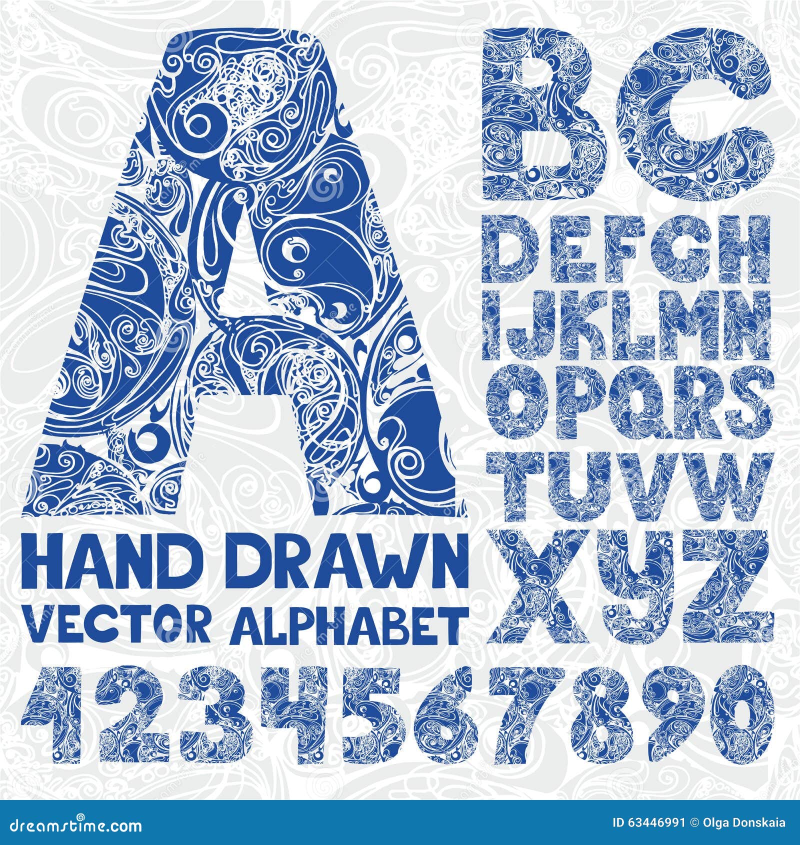 Decorative Ornate Alphabet. Hand Drawing Vector Number Stock Vector ...