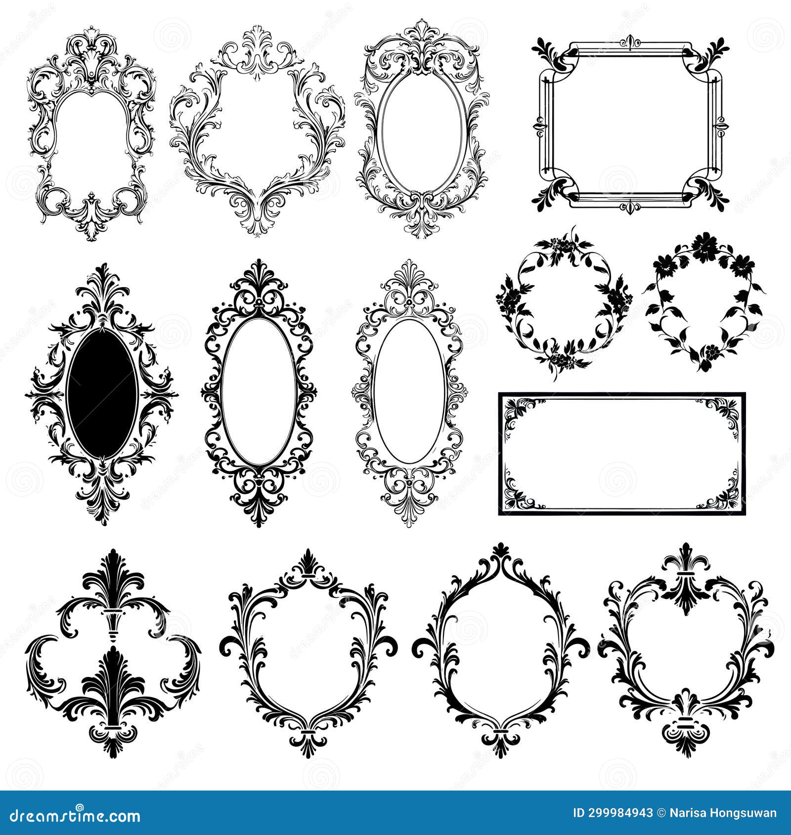 Decorative Ornate Elements and Badges. Big Set Template of Decorative ...