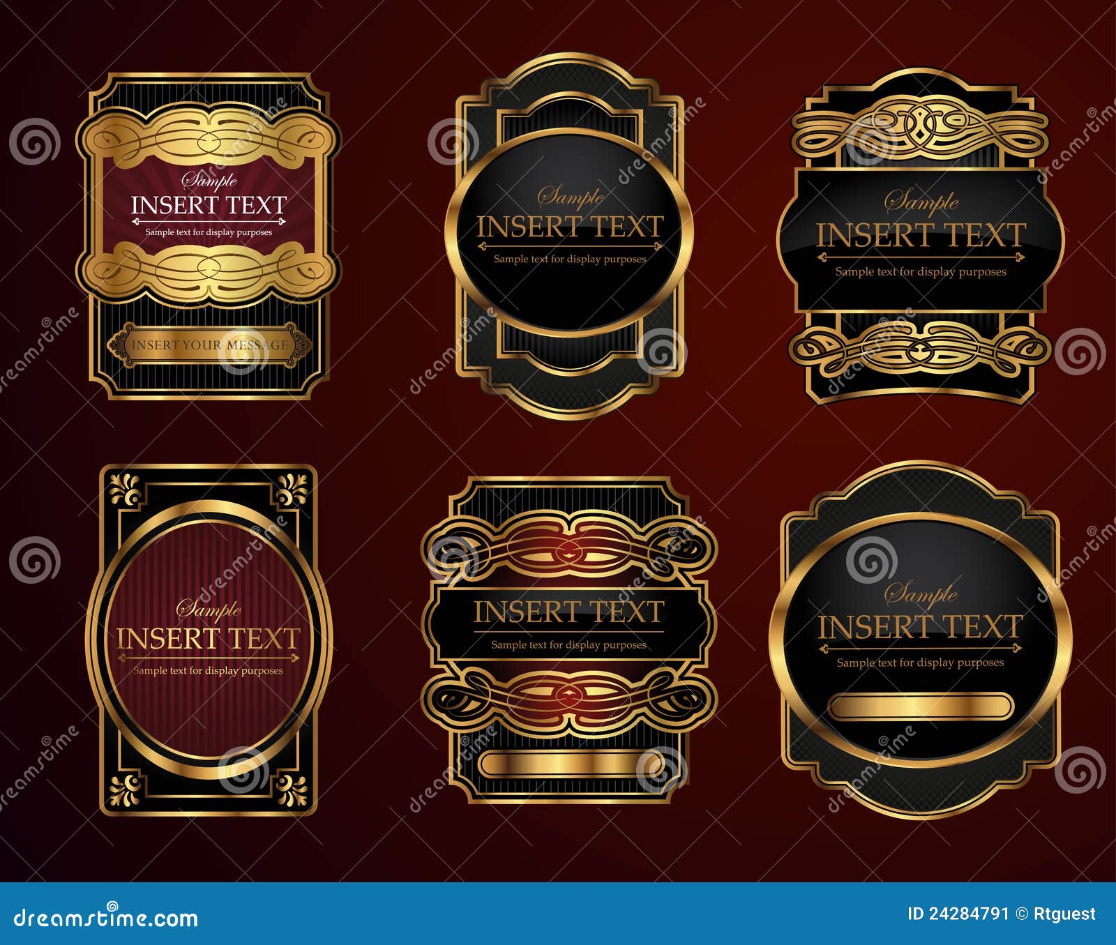 Decorative Ornate Label Set Stock Vector - Illustration of emblem ...