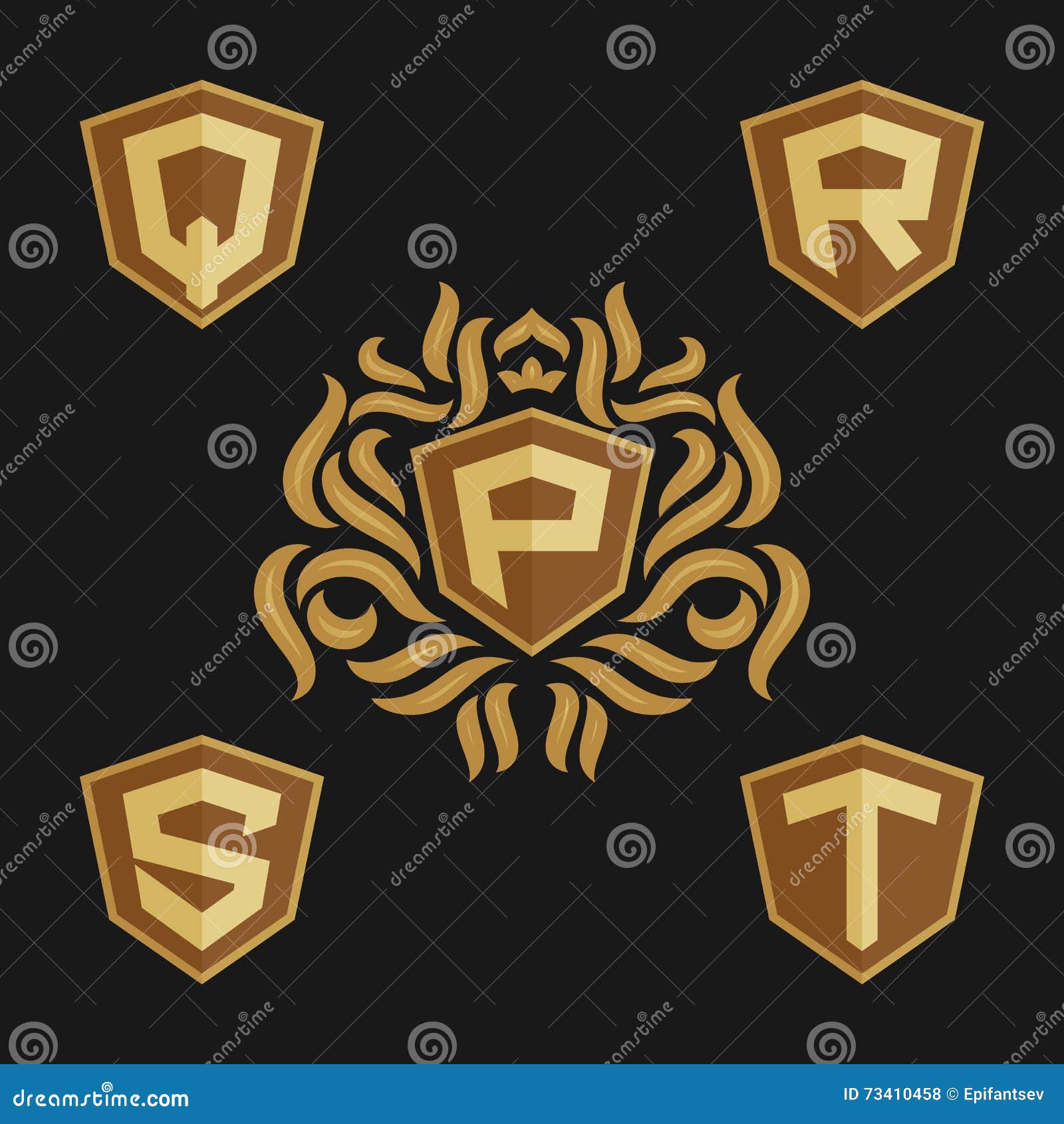Decorative Ornate Monogram Emblem Template. Set of Vector Monogram ...