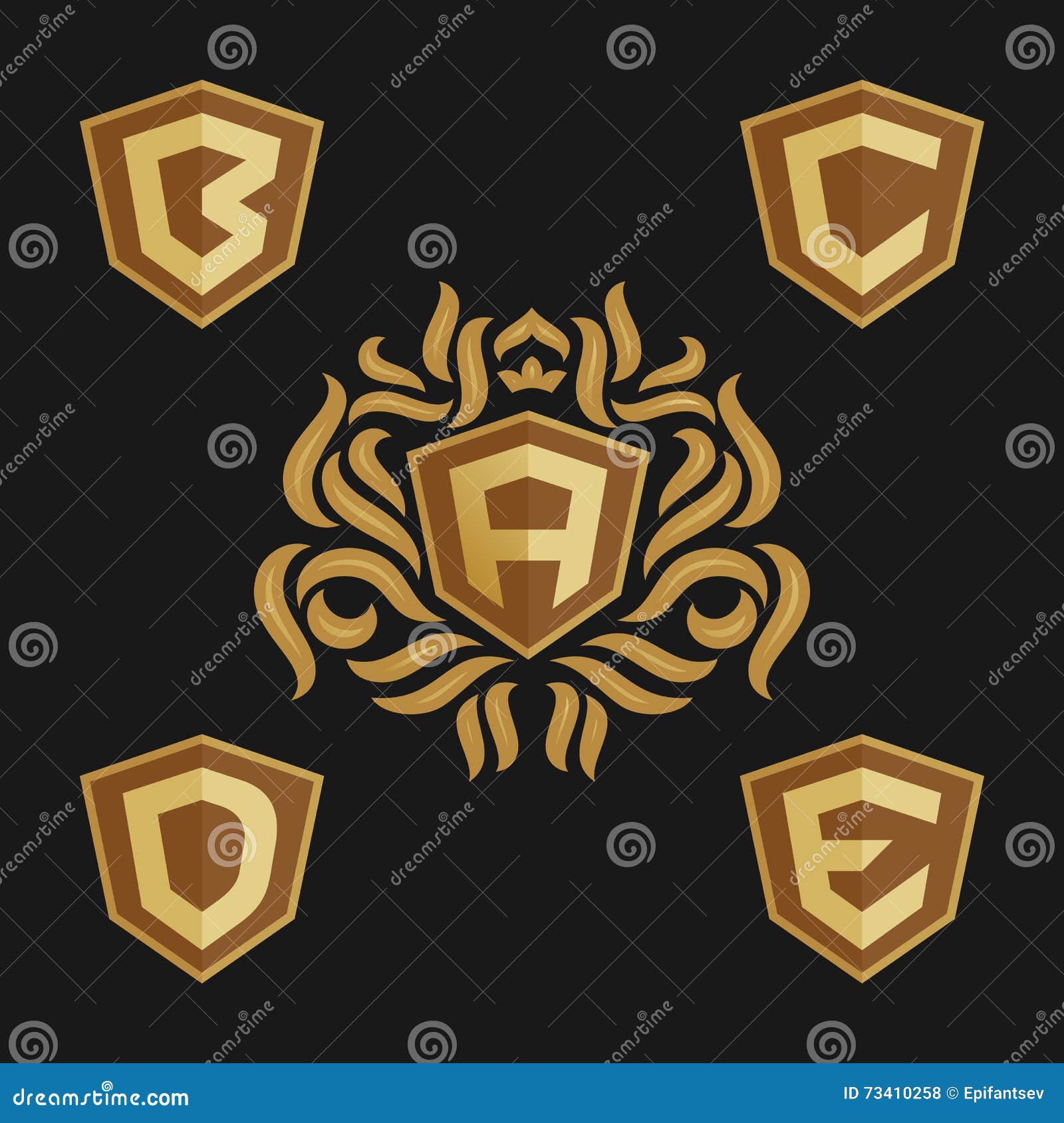 Decorative Ornate Monogram Emblem Template. Set of Vector Monogram ...