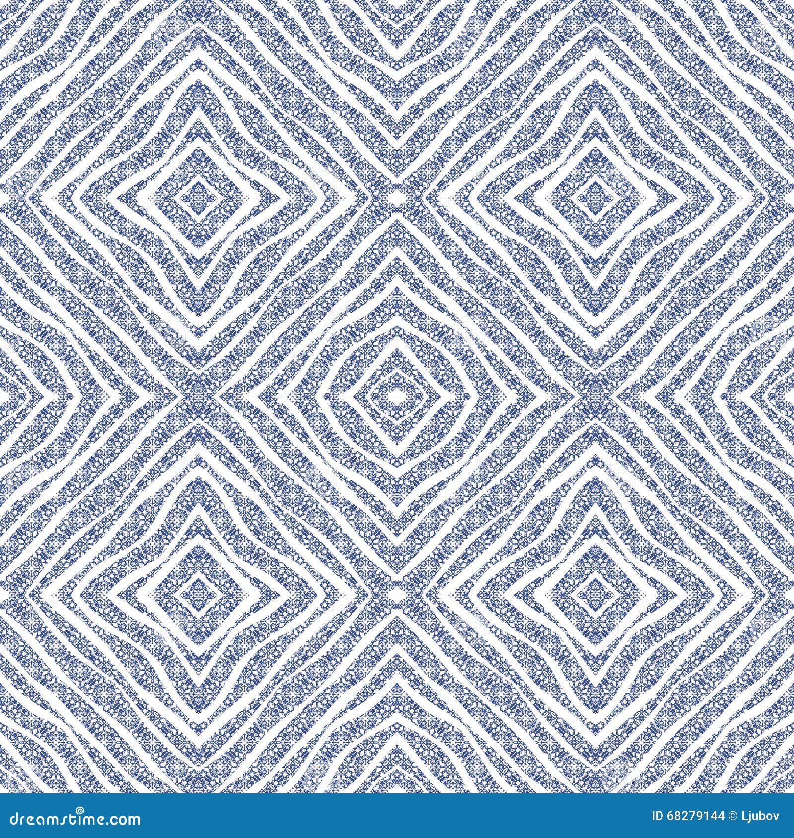 Decorative Ornate Seamless Pattern in Blue Tones. Stock Illustration ...