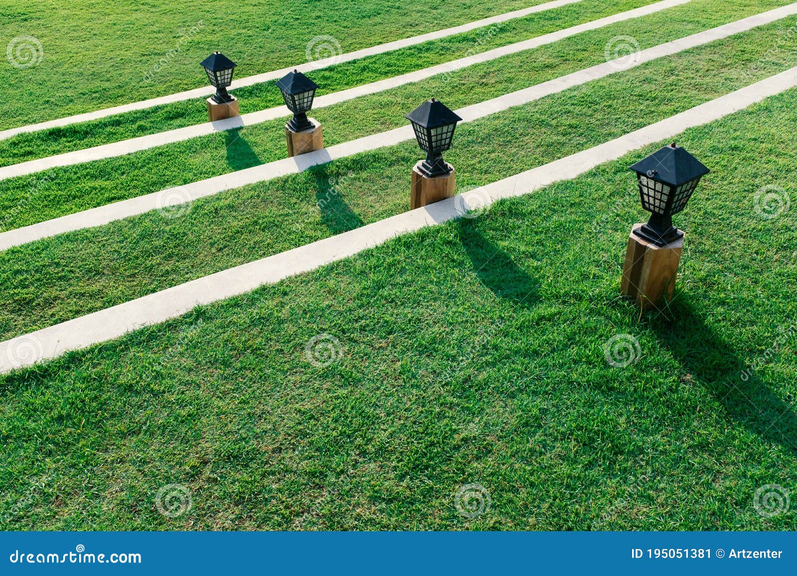 Decorative Outdoor Lighting On Green Grass Stock Image Image Of Grass Modern 195051381