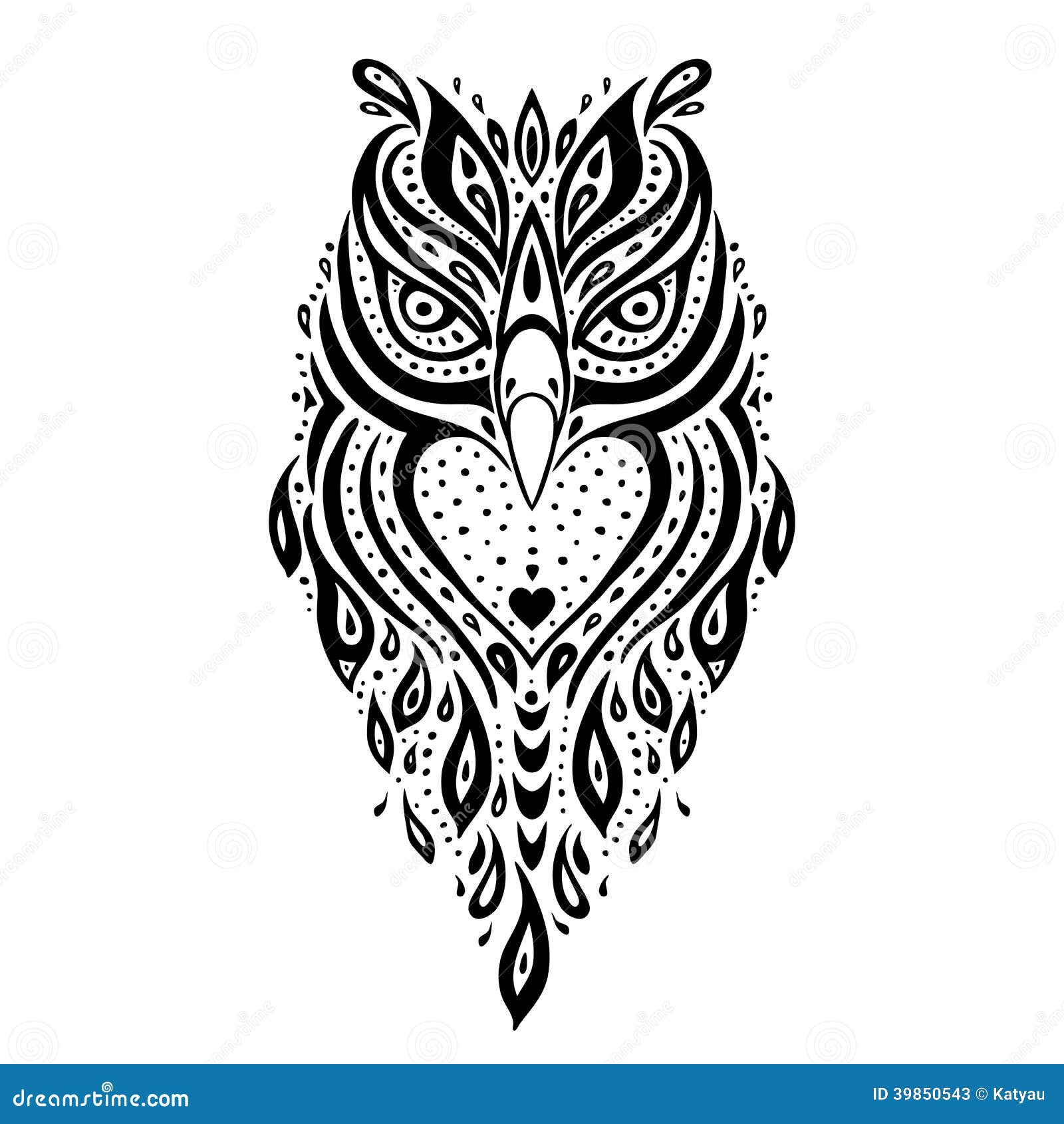 Decorative Owl. Ethnic Pattern. Stock Illustration - Illustration of ...