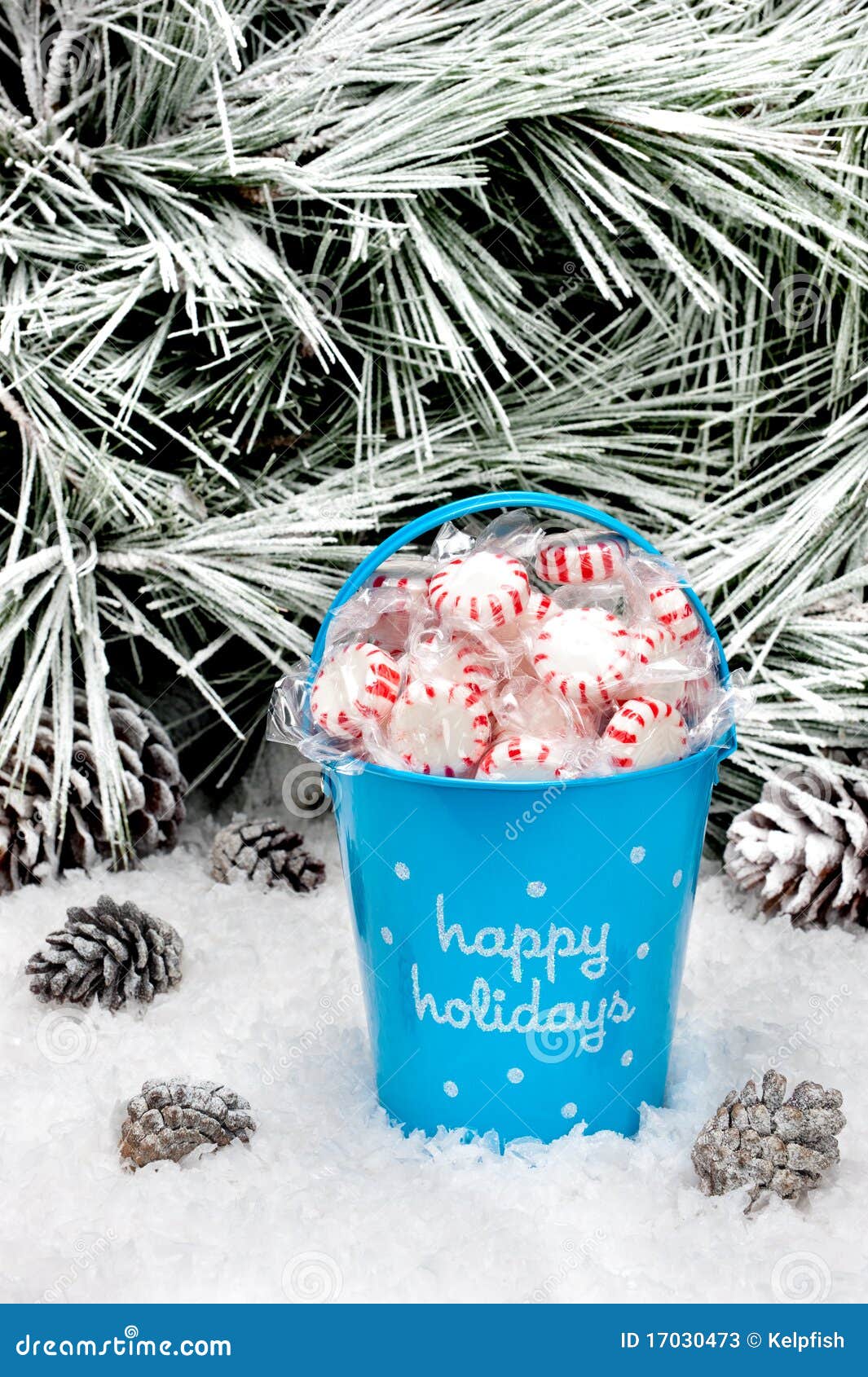 Decorative Pail Of Christmas Candy Stock Image - Image of image ...