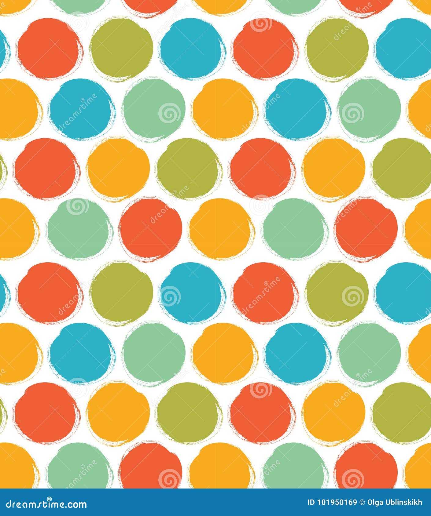 Decorative Paint Pattern with Drawn Circles. Seamless Bright Background ...
