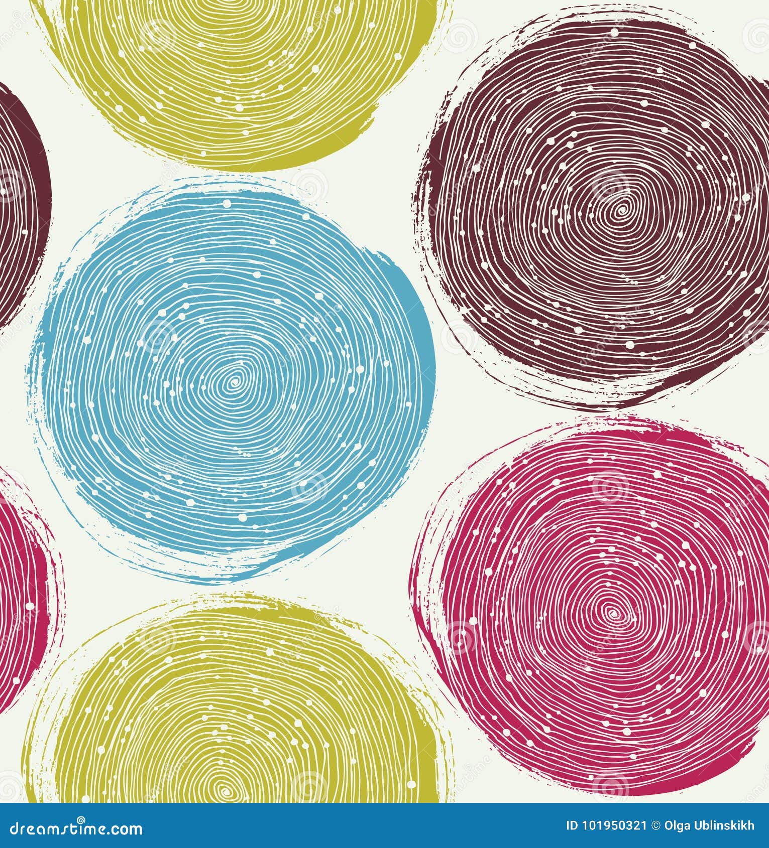 Decorative Paint Pattern. Vector Seamless Texture with Drawn Circles ...