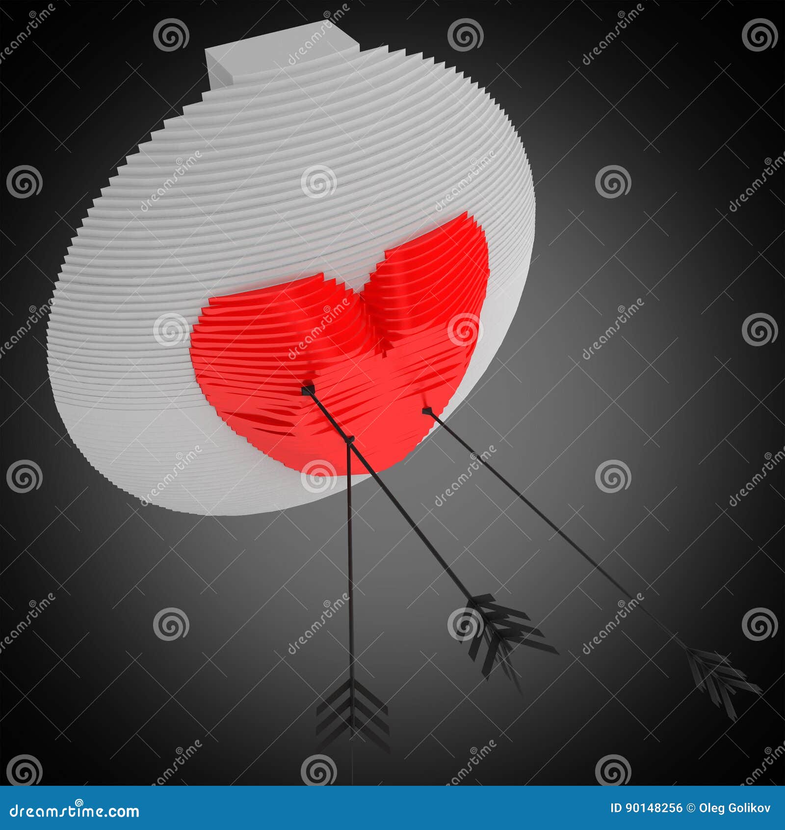 Decorative Panel Target Designed Like a Heart with Arrows. 3D ...