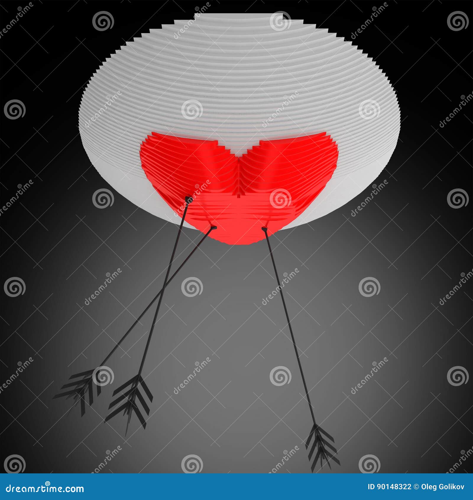 Decorative Panel Target Designed Like a Heart with Arrows. 3D ...