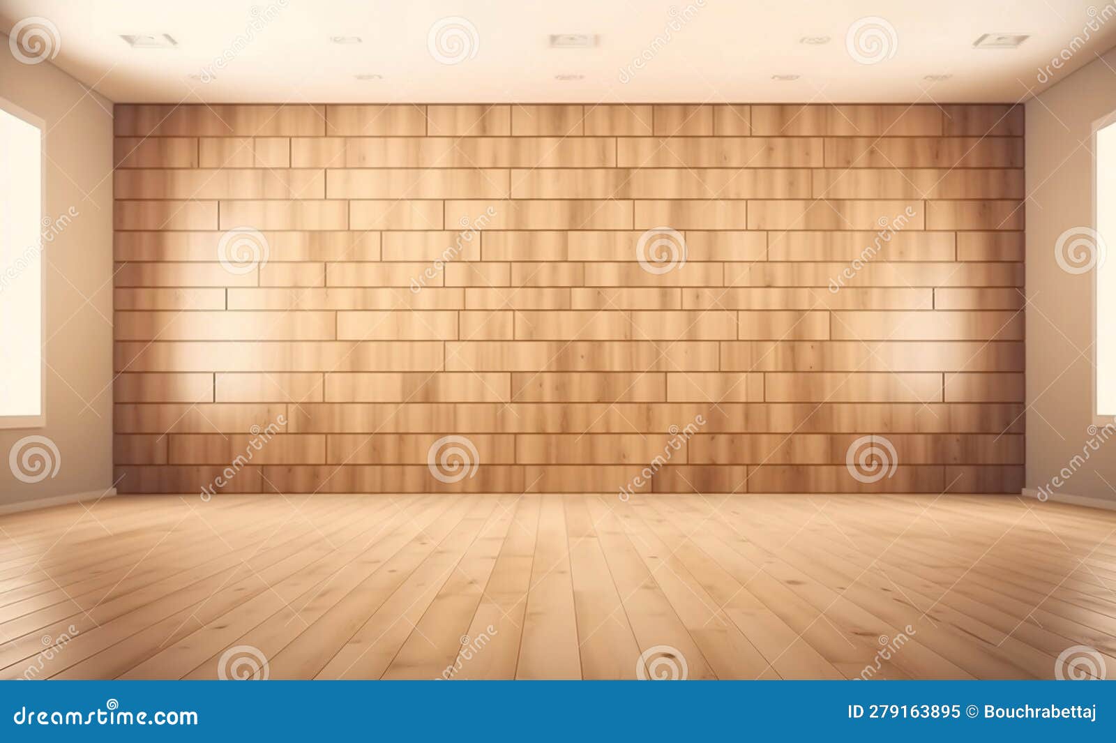 Decorative Paneling Wall with Reflective Wood Flooring - Perfect ...