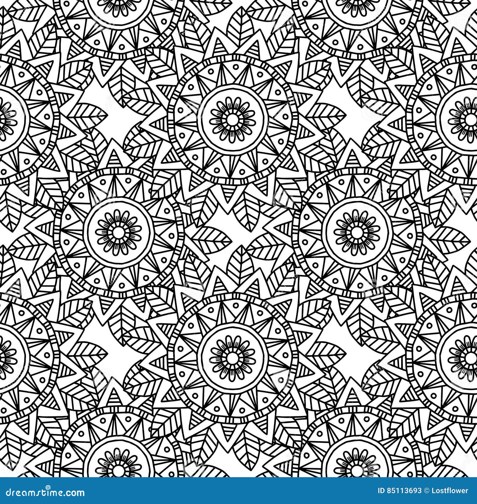 Decorative Pattern for Adult Coloring Book, Wallpapers Hand Drawn ...