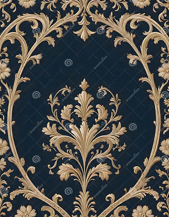 Decorative Pattern Featuring a Large Floral Design Surrounded by ...
